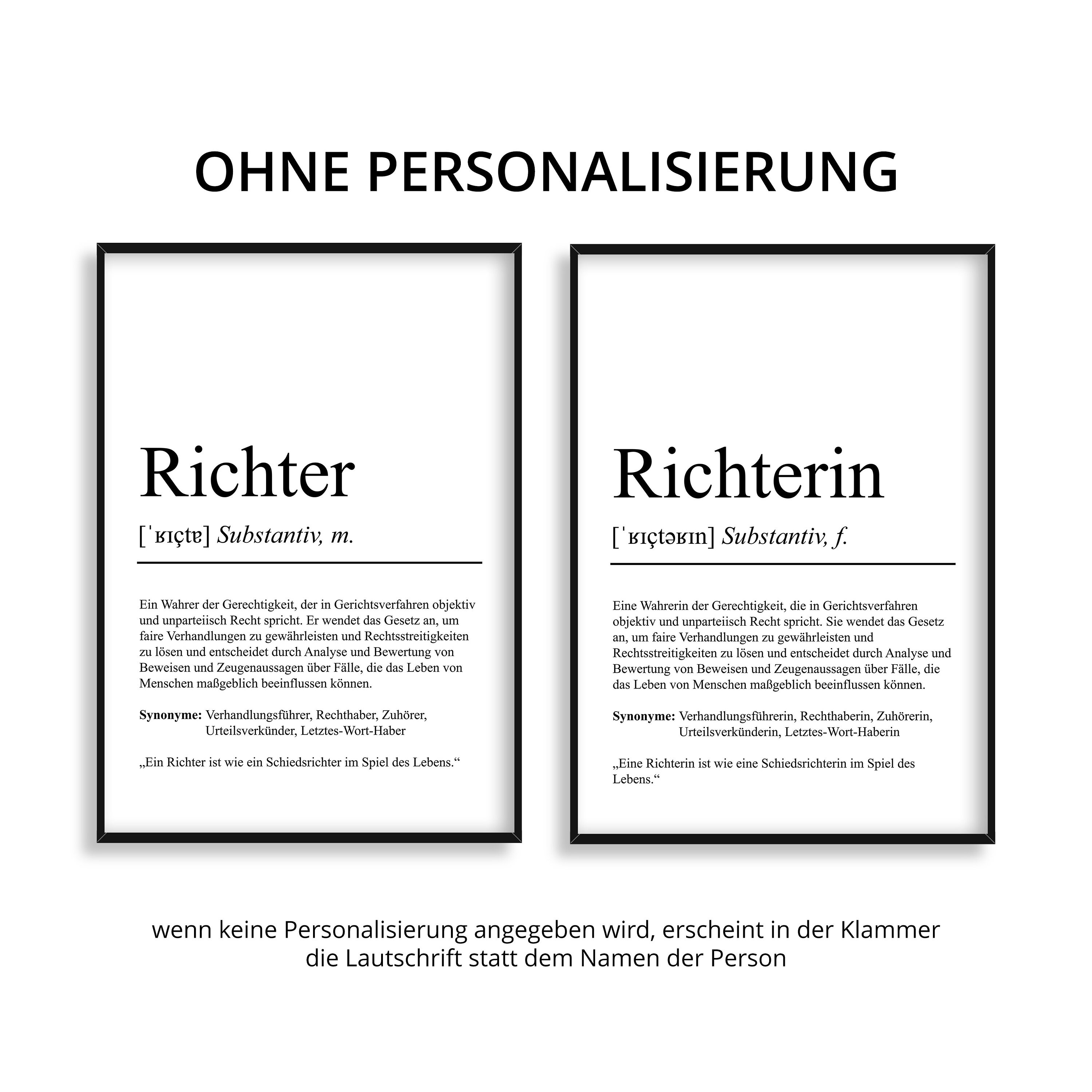 Richter Definition Poster personalisierbar mit Namen Beruf Poster ...