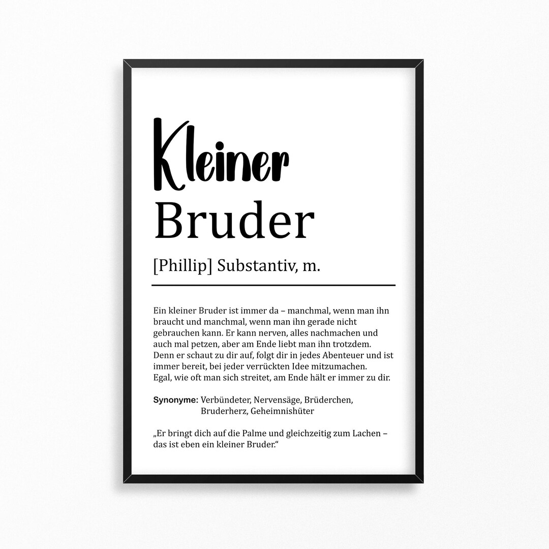 Little Brother Definition Poster Personalizable With Name Brother ...