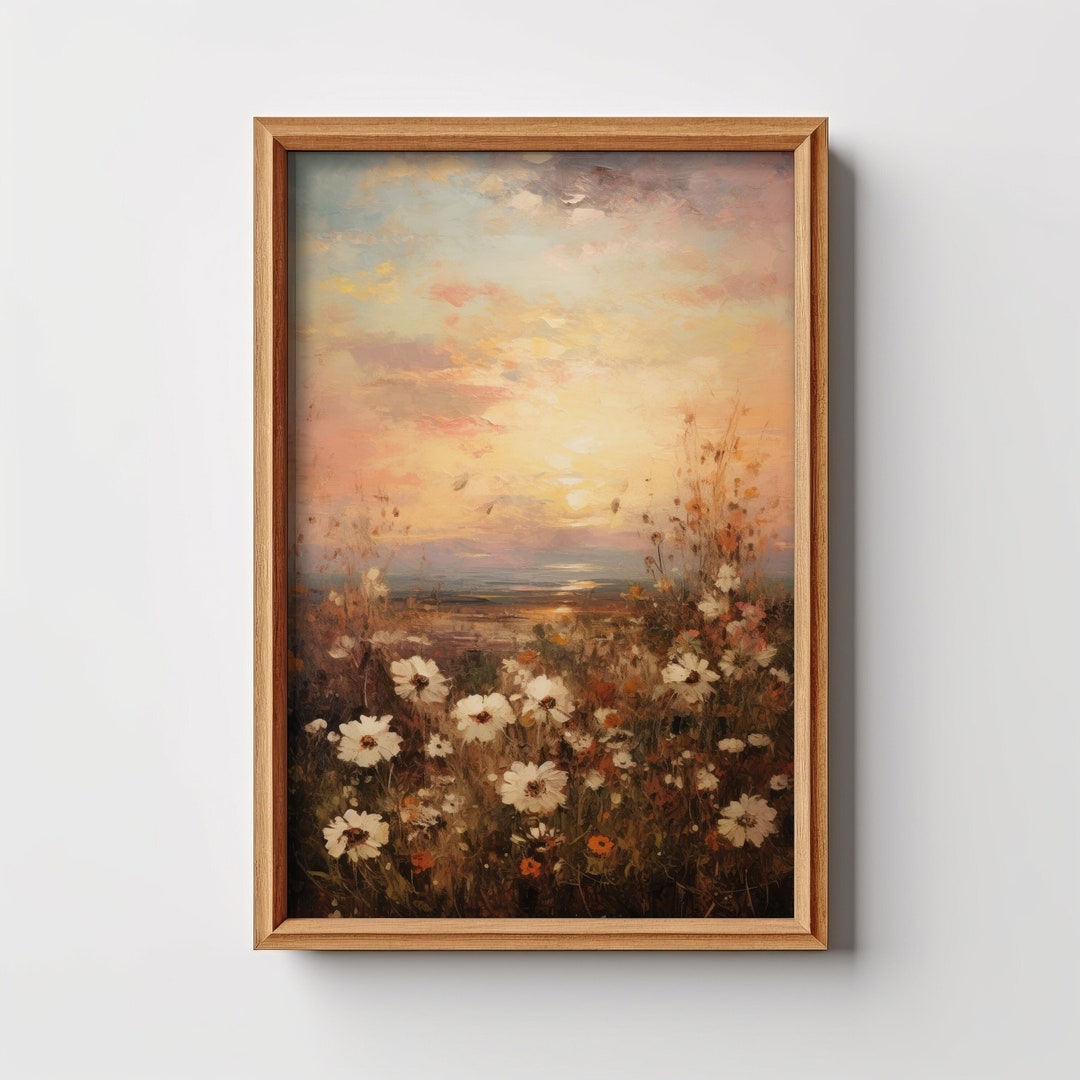 Flower Meadow Poster Vintage Poster Digital Wall Art Poster Apartment ...