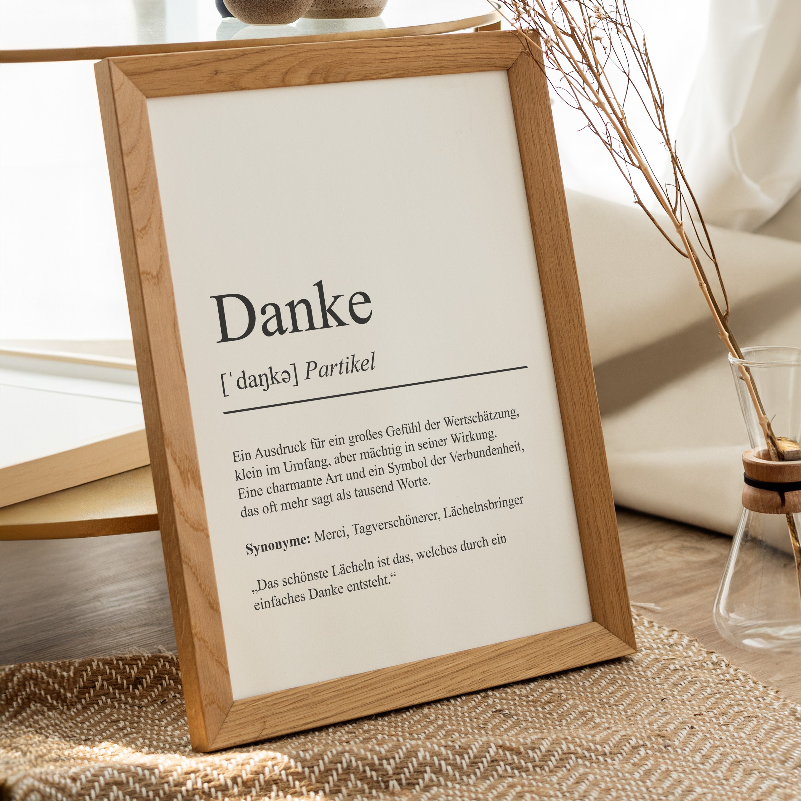 Thank You Definition Poster Emotion Wall Decoration Gift for Her Moving ...