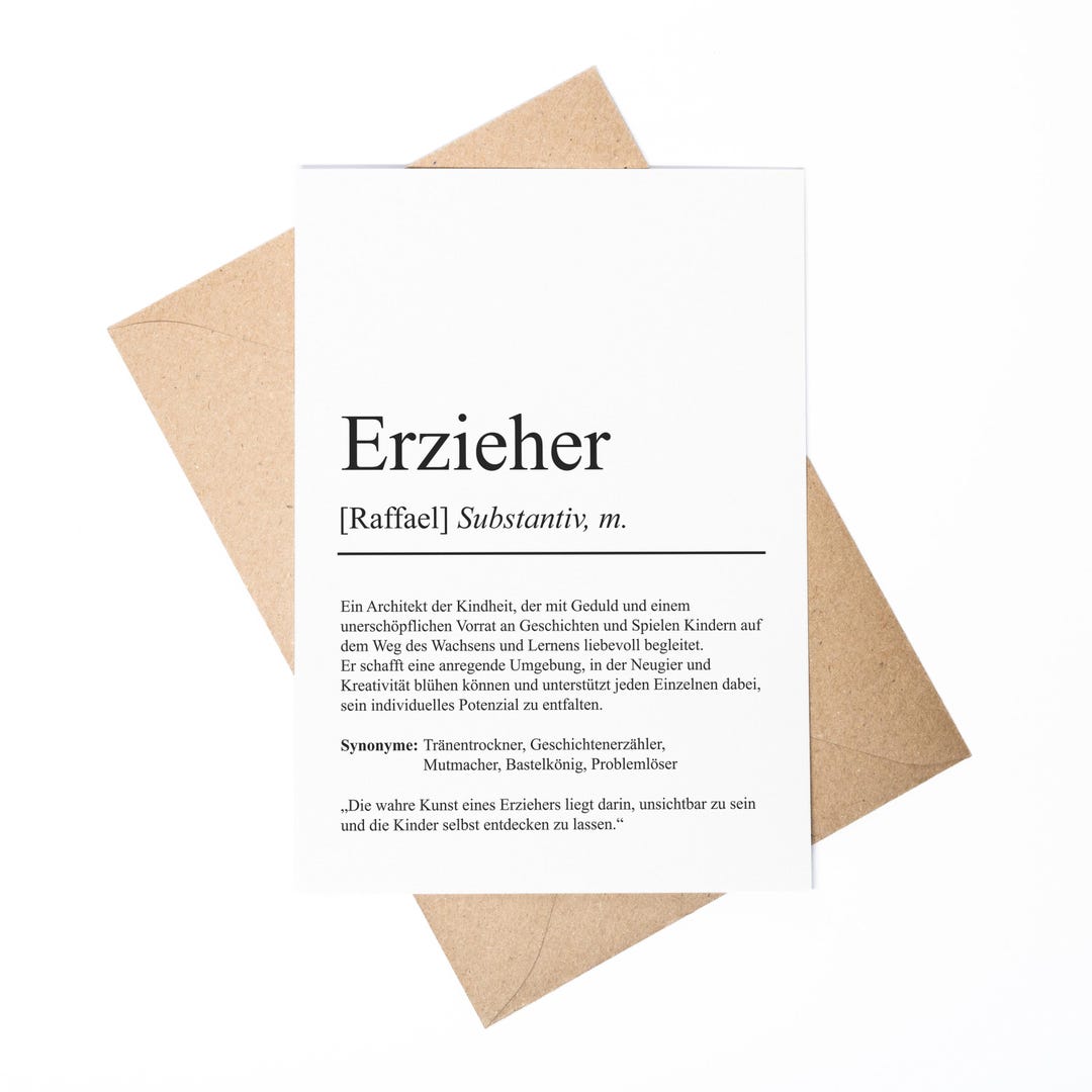 Educator Definition Card A6 Personalizable With Name Profession ...