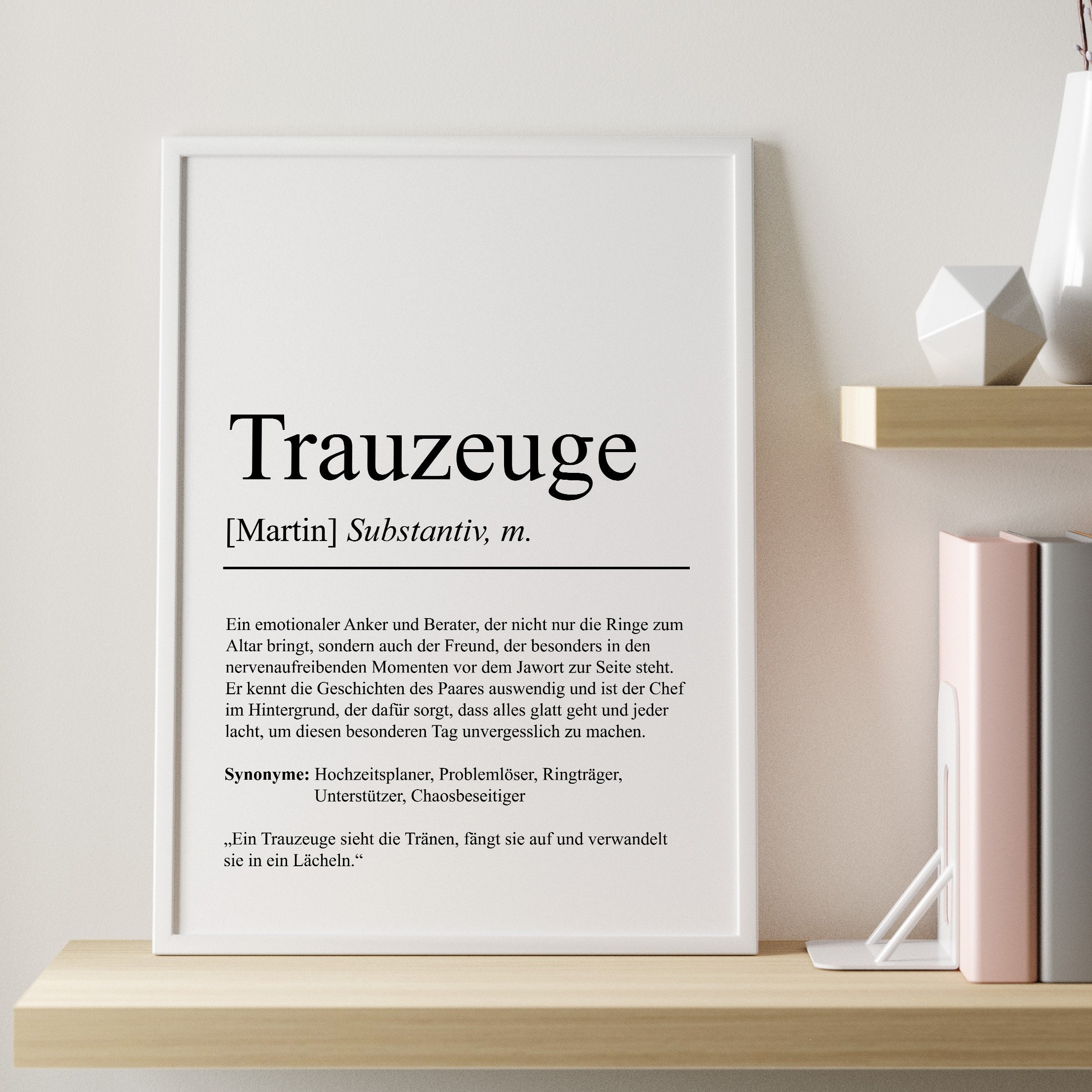 Trauzeuge Definition Poster personalisierbar mit Namen Treuzeuge Poster ...