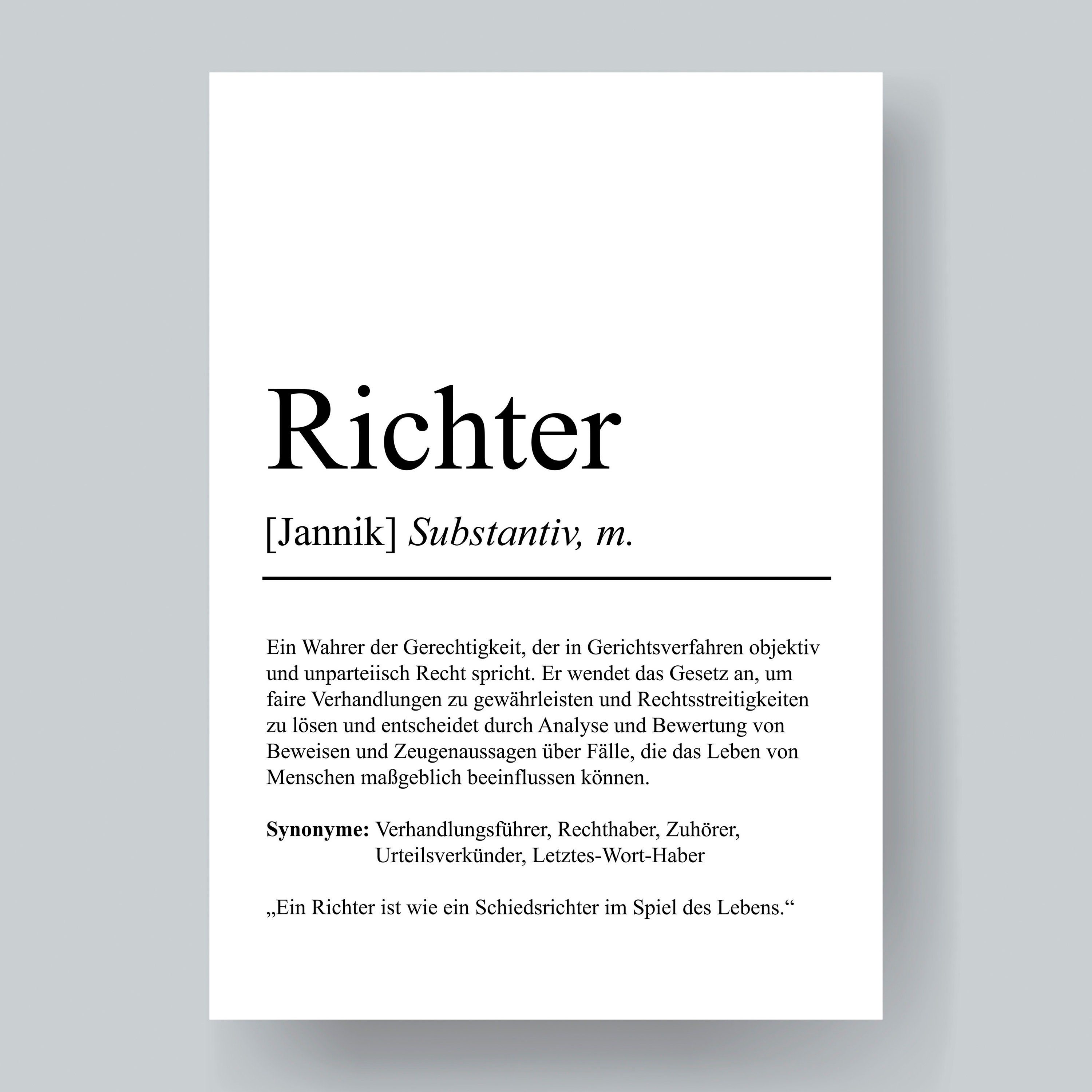 Richter Definition Poster personalisierbar mit Namen Beruf Poster ...