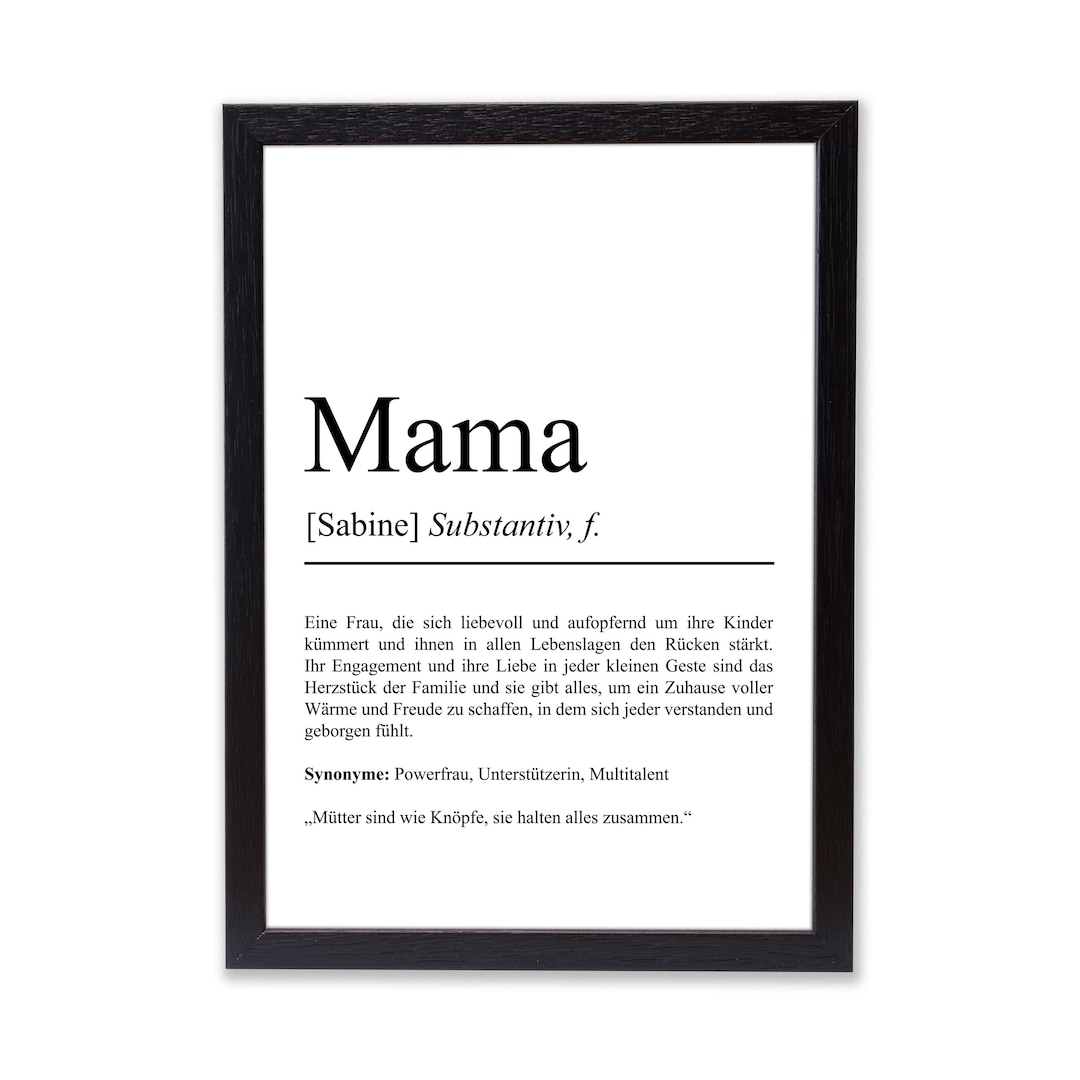Mama Definition Poster Personalisierbar Mit Namen Mutter Poster ...