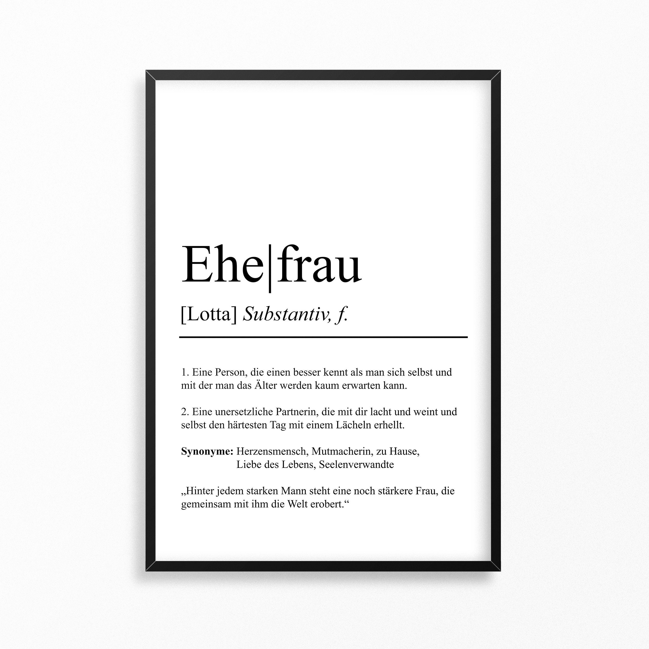 Ehefrau Definition Poster personalisierbar mit Namen Poster Geschenk ...