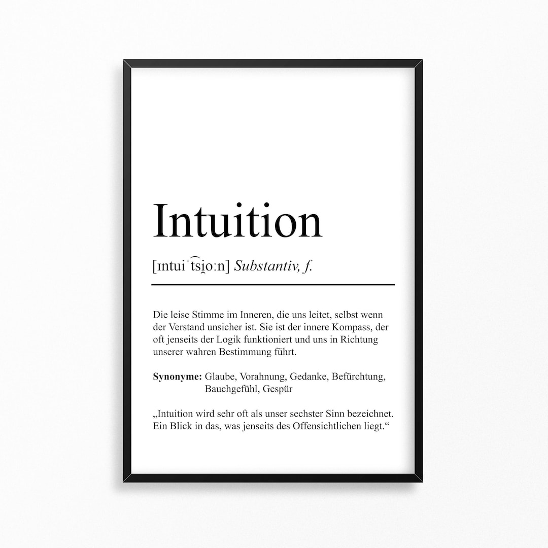 Intuition Definition Poster Emotion Wall Decoration Gift for Her Moving ...