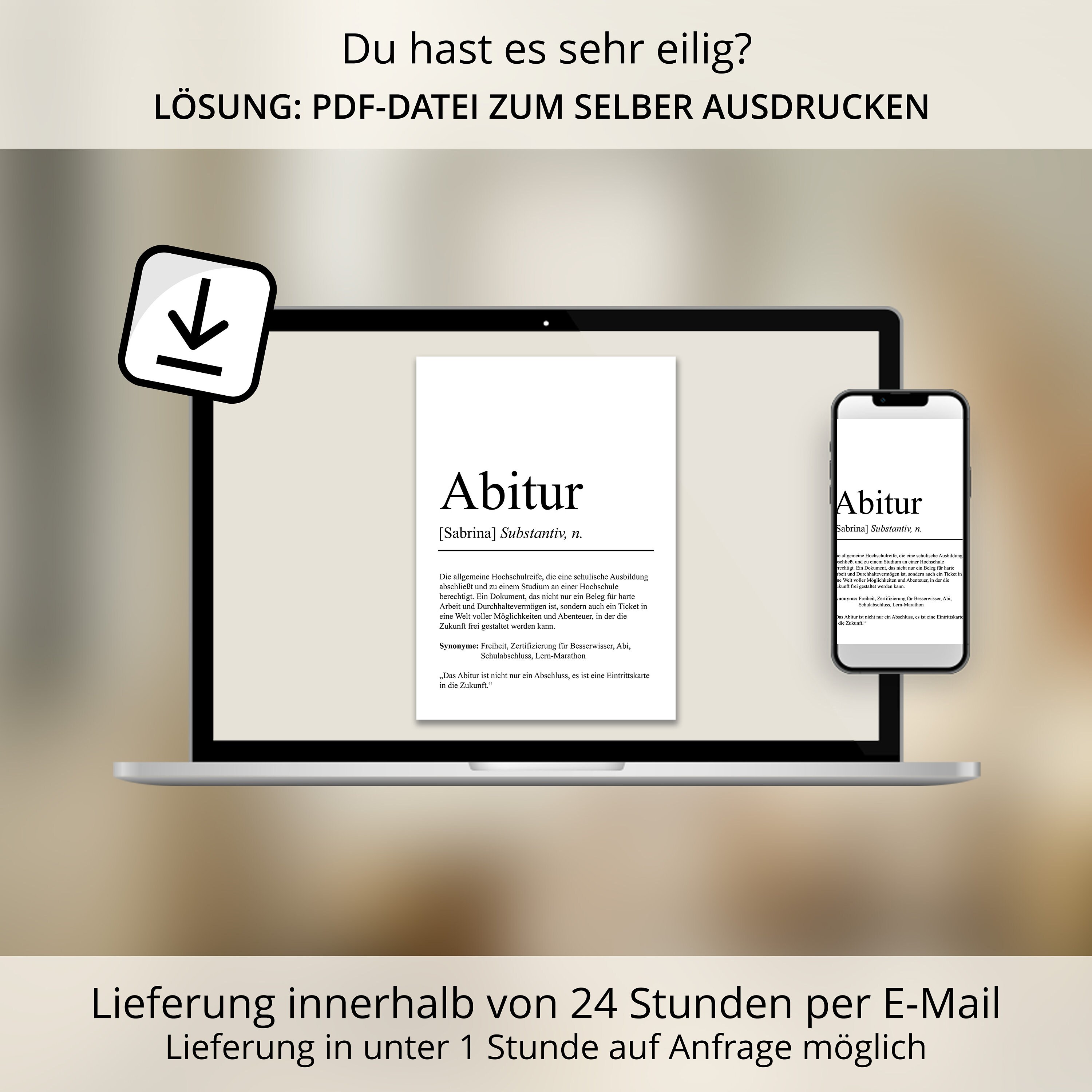 Abitur Definition Poster personalisierbar mit Namen Abschluss Poster Abitur Geschenk zum ...