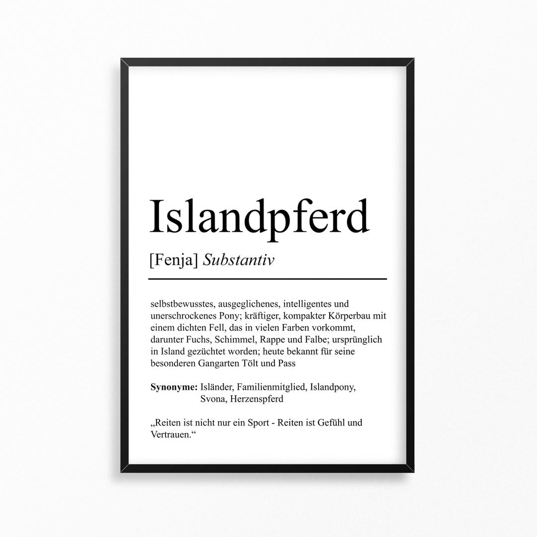 Icelandic Horse Definition Poster Customizable With Name Horse Breed ...