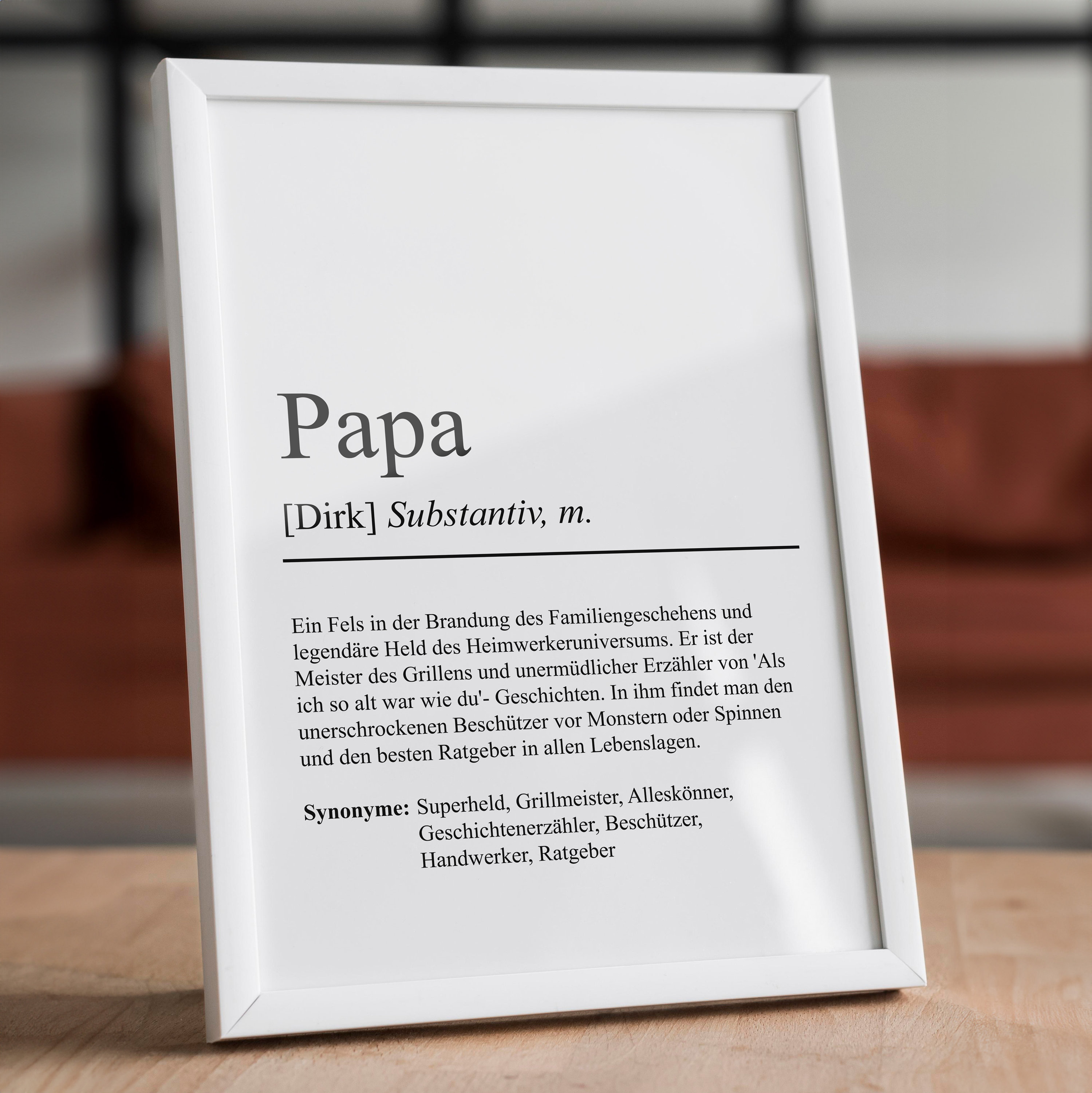 Papa Definition Poster personalisierbar mit Namen Poster Geschenk Papa ...
