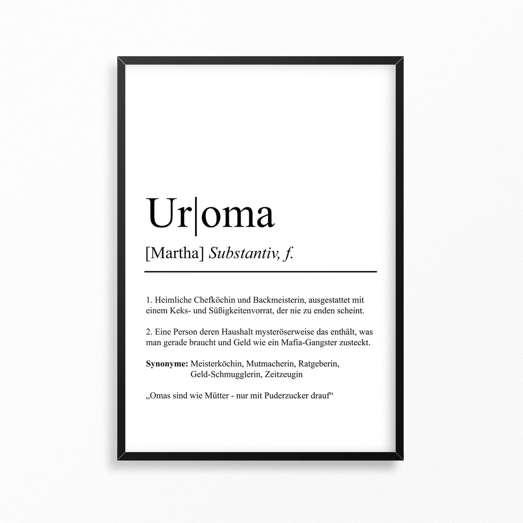 Uroma Definition Poster personalisierbar mit Namen Poster Geschenk ...