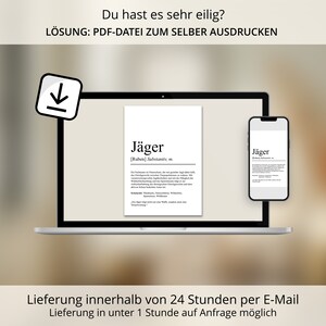 Jäger Definition Poster personalisierbar mit Namen Beruf Poster Jäger ...