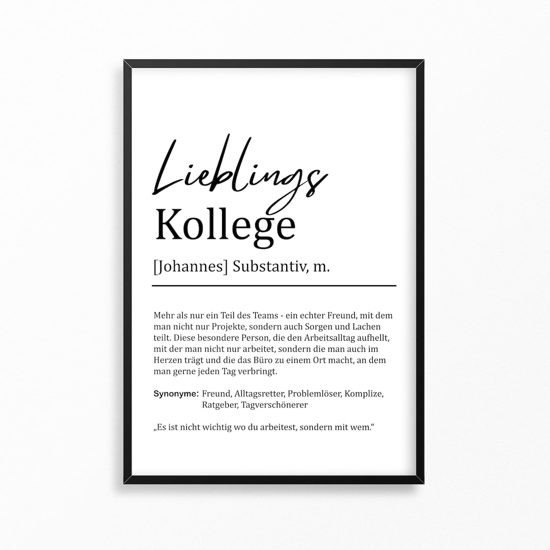 Favorite Colleague Definition Poster Customizable With Name Profession ...