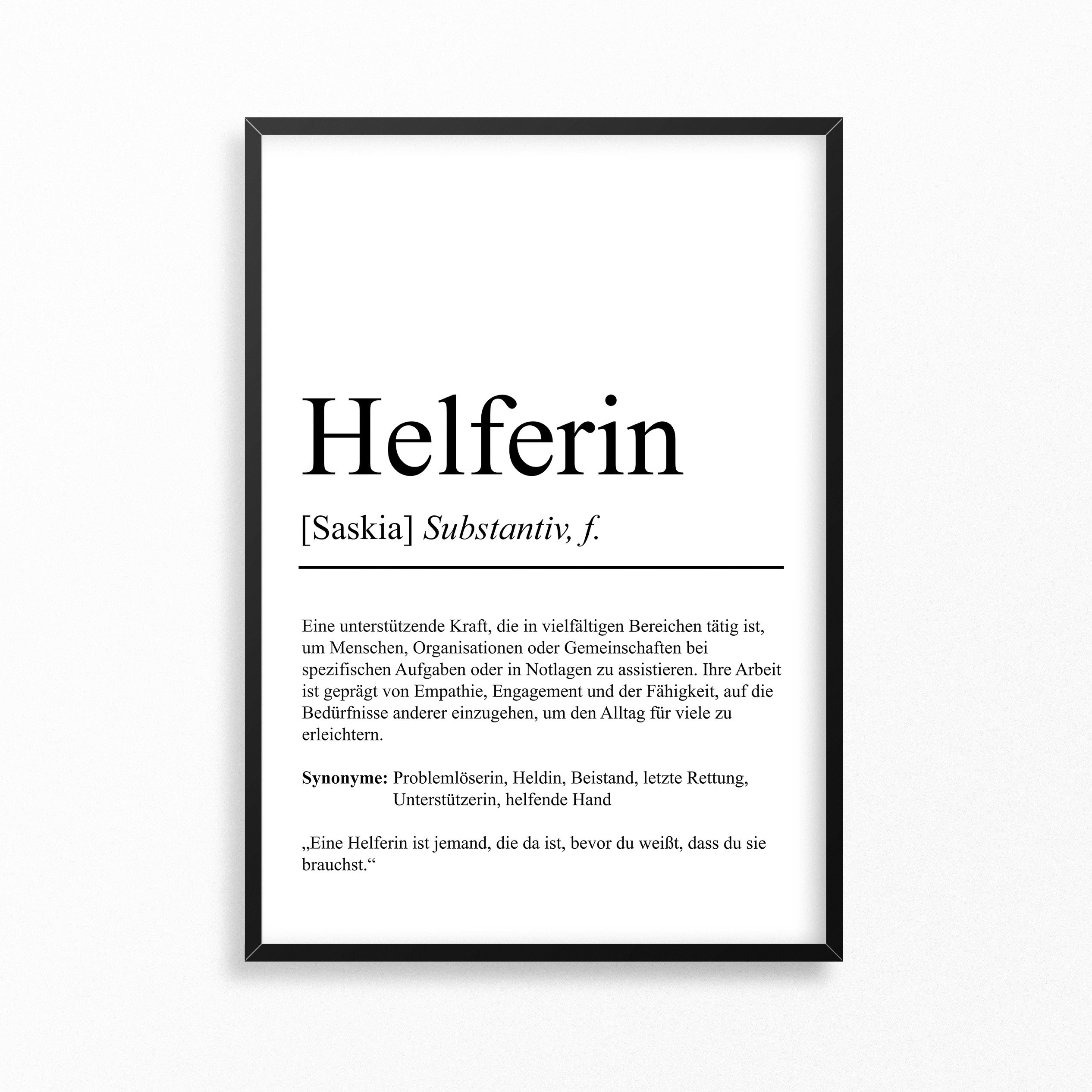 Helfer Definition Poster personalisierbar mit Namen Beruf Poster Helfer ...