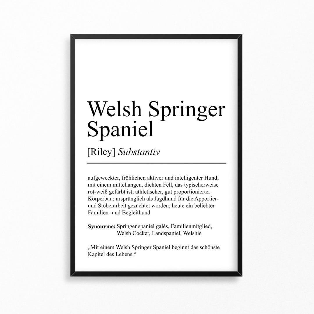 Welsh Springer Spaniel Definition Poster Customizable With Name Dog ...