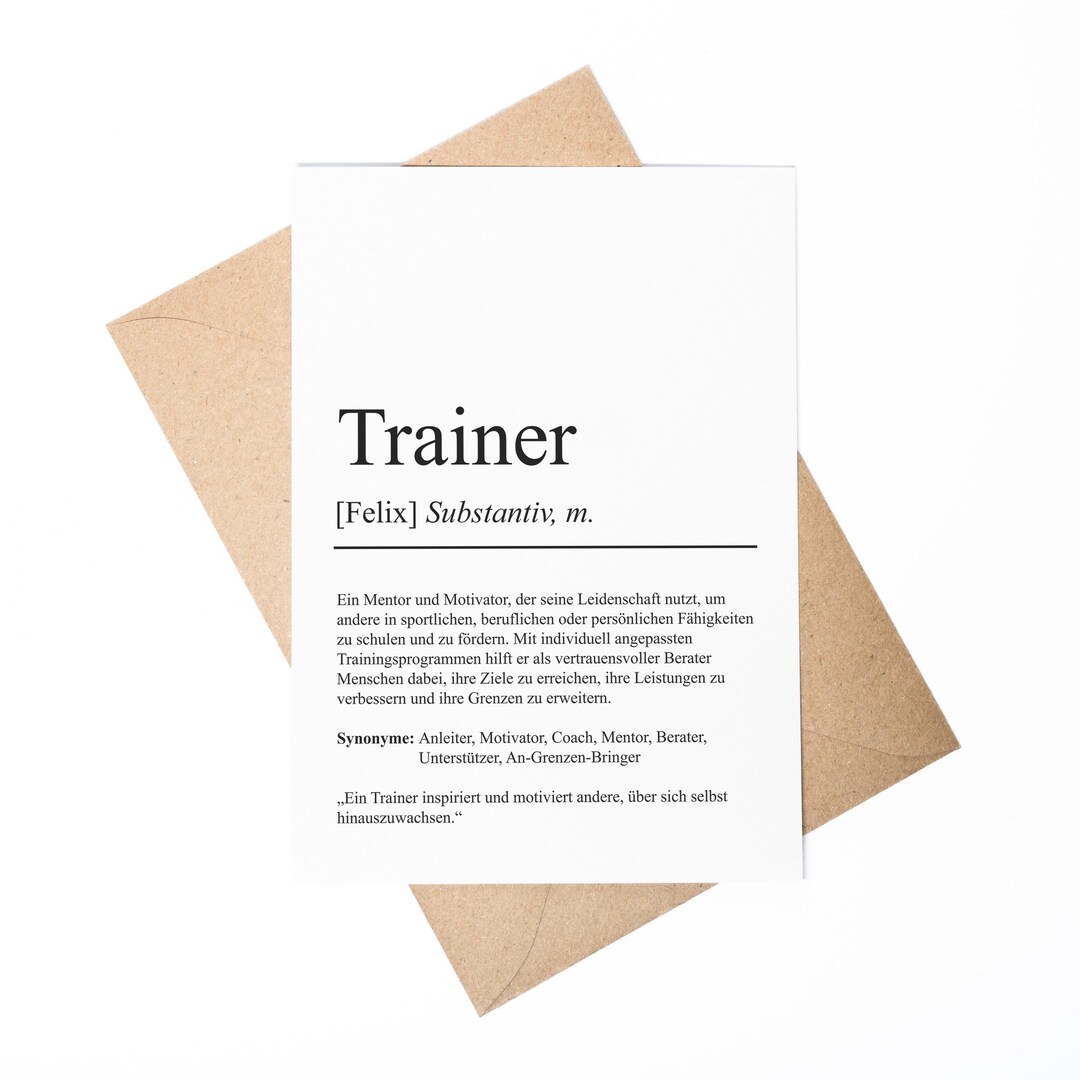 Trainer Definition A6 Card Personalizable With Name Profession Greeting ...