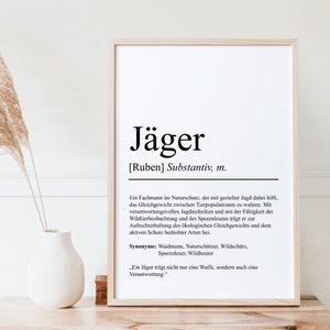 Jäger Definition Poster personalisierbar mit Namen Beruf Poster Jäger ...