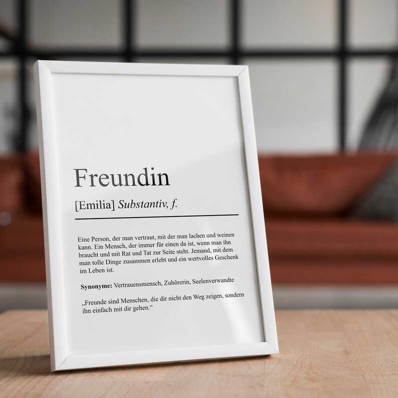 Freundin Definition Poster personalisierbar mit Namen Beste Freundin ...