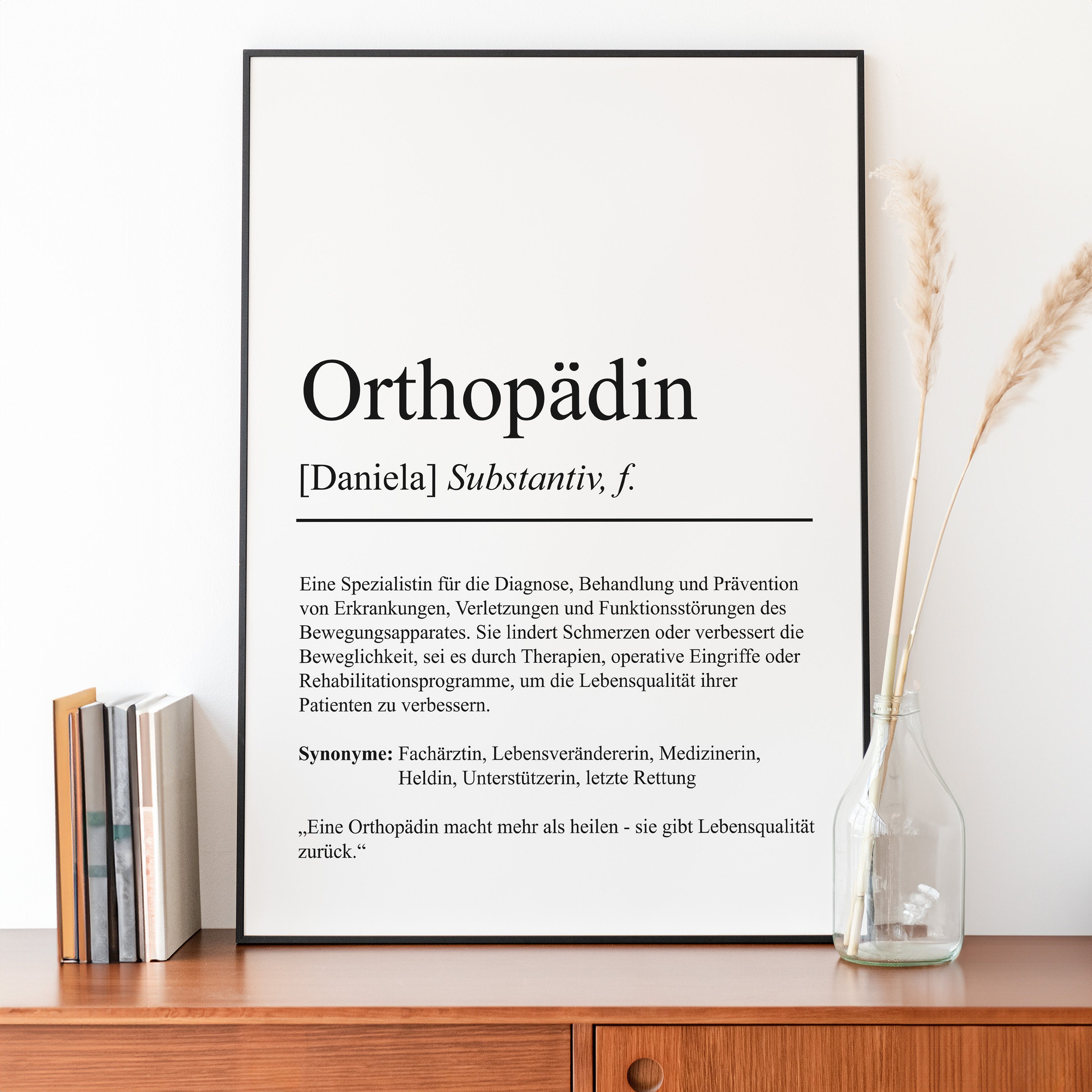 Orthopädin Definition Poster personalisierbar mit Namen Beruf Poster ...