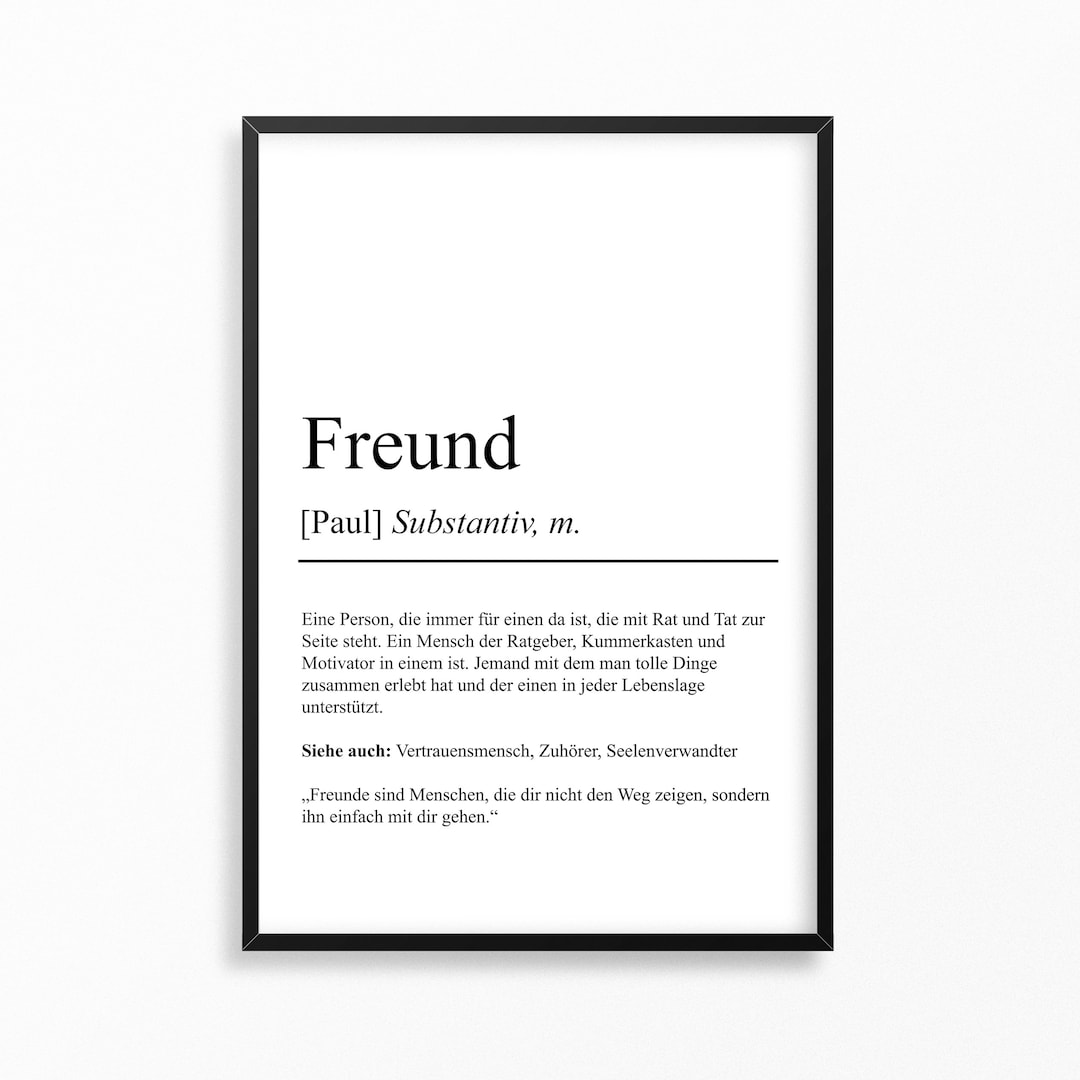 Freund Definition Poster personalisierbar mit Namen Bester Freund ...