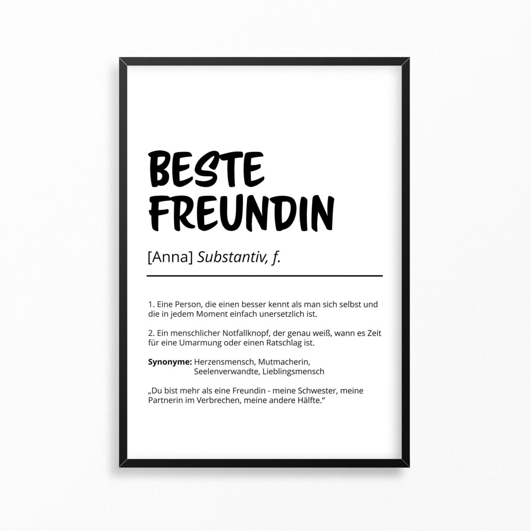 Best Friend Definition Poster Customizable With Name Poster Gift ...