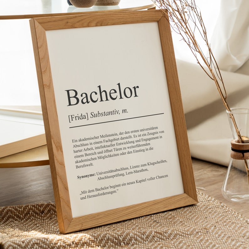 Bachelor Definition Poster personalisierbar mit Namen Abschluss Poster ...