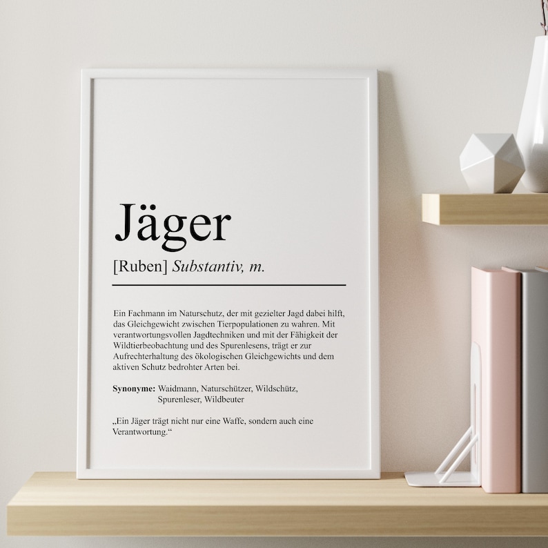 Jäger Definition Poster personalisierbar mit Namen Beruf Poster Jäger ...