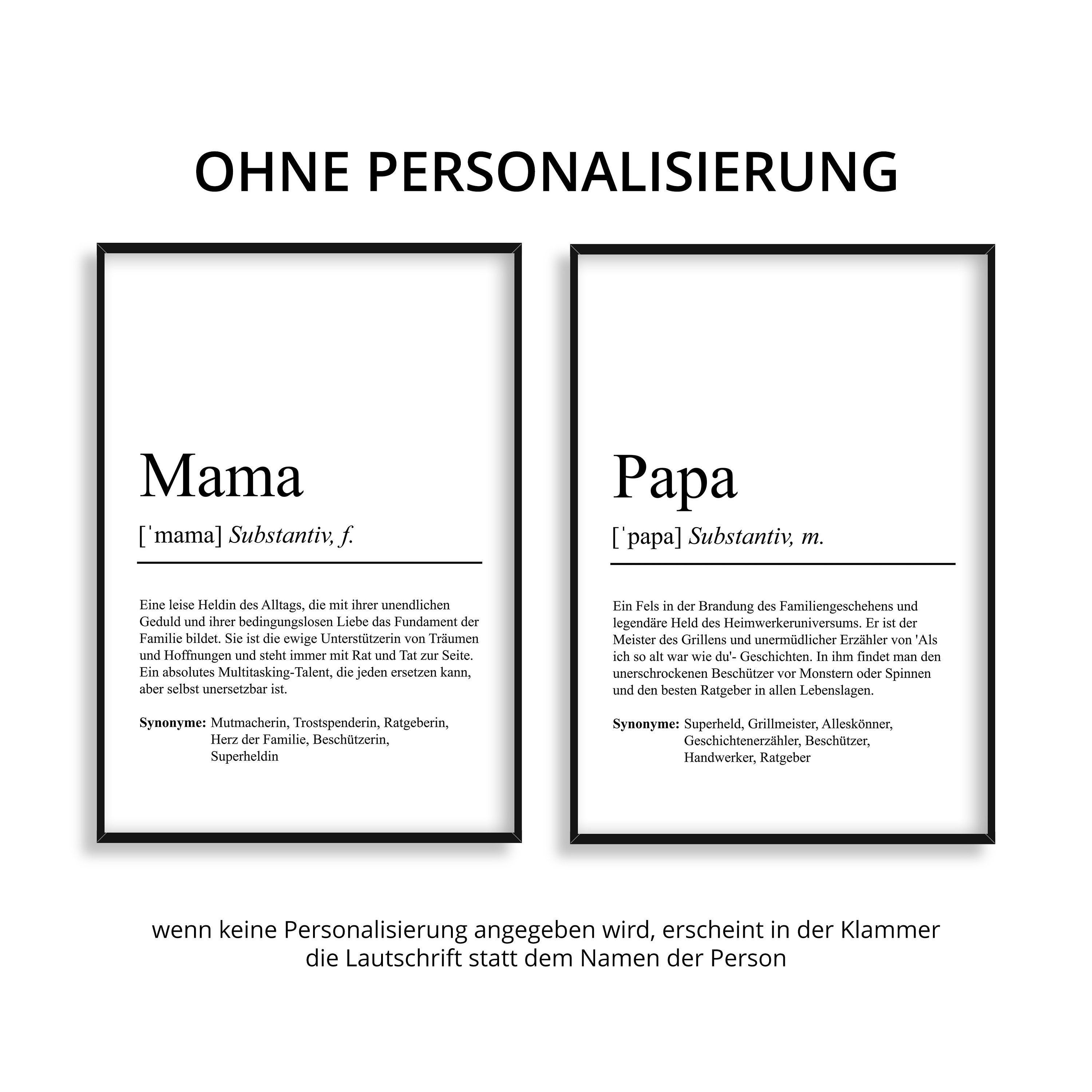 Mama Definition Poster personalisierbar mit Namen Poster Geschenk Mama ...