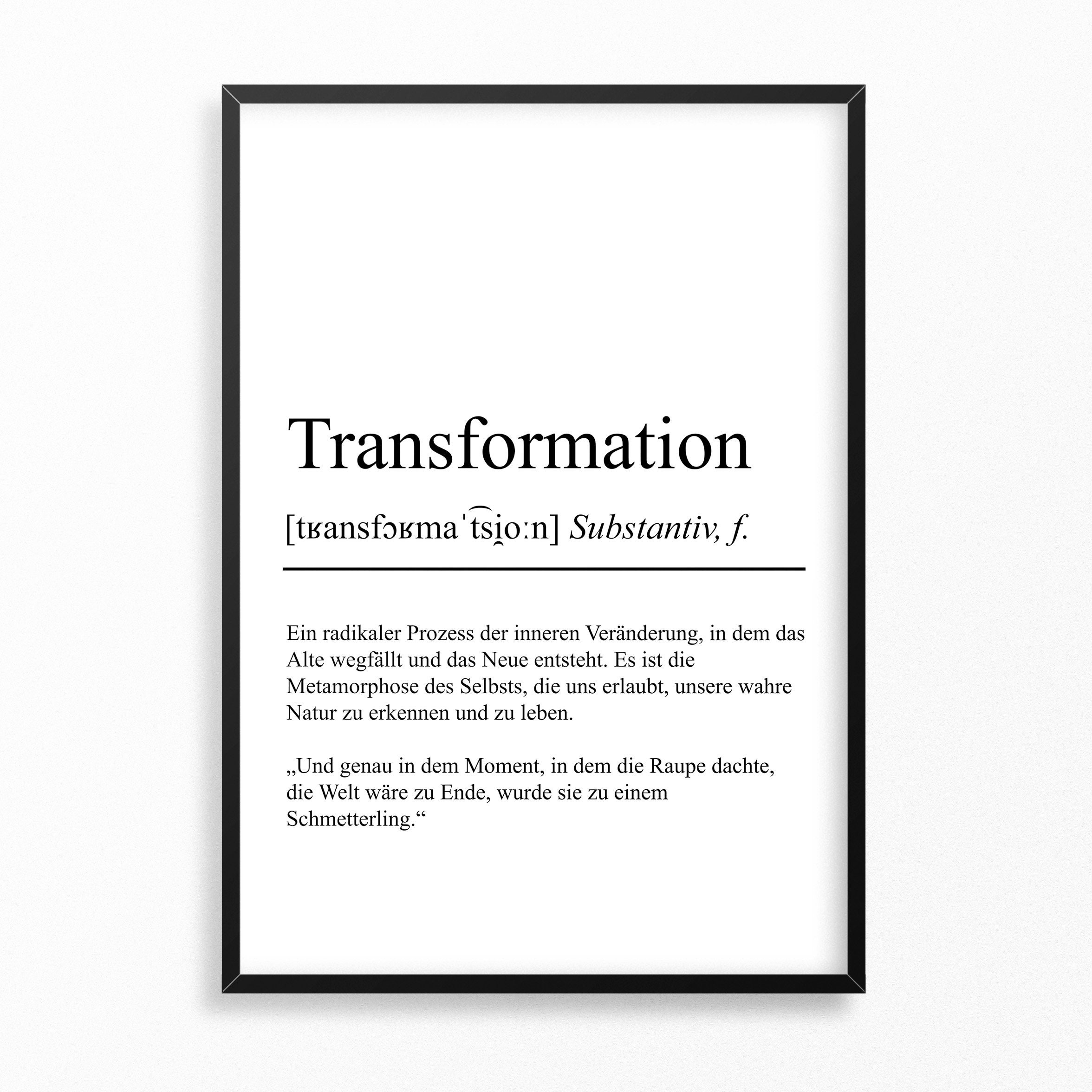 Transformation Definition Poster Emotion Wanddeko Geschenk für Sie ...