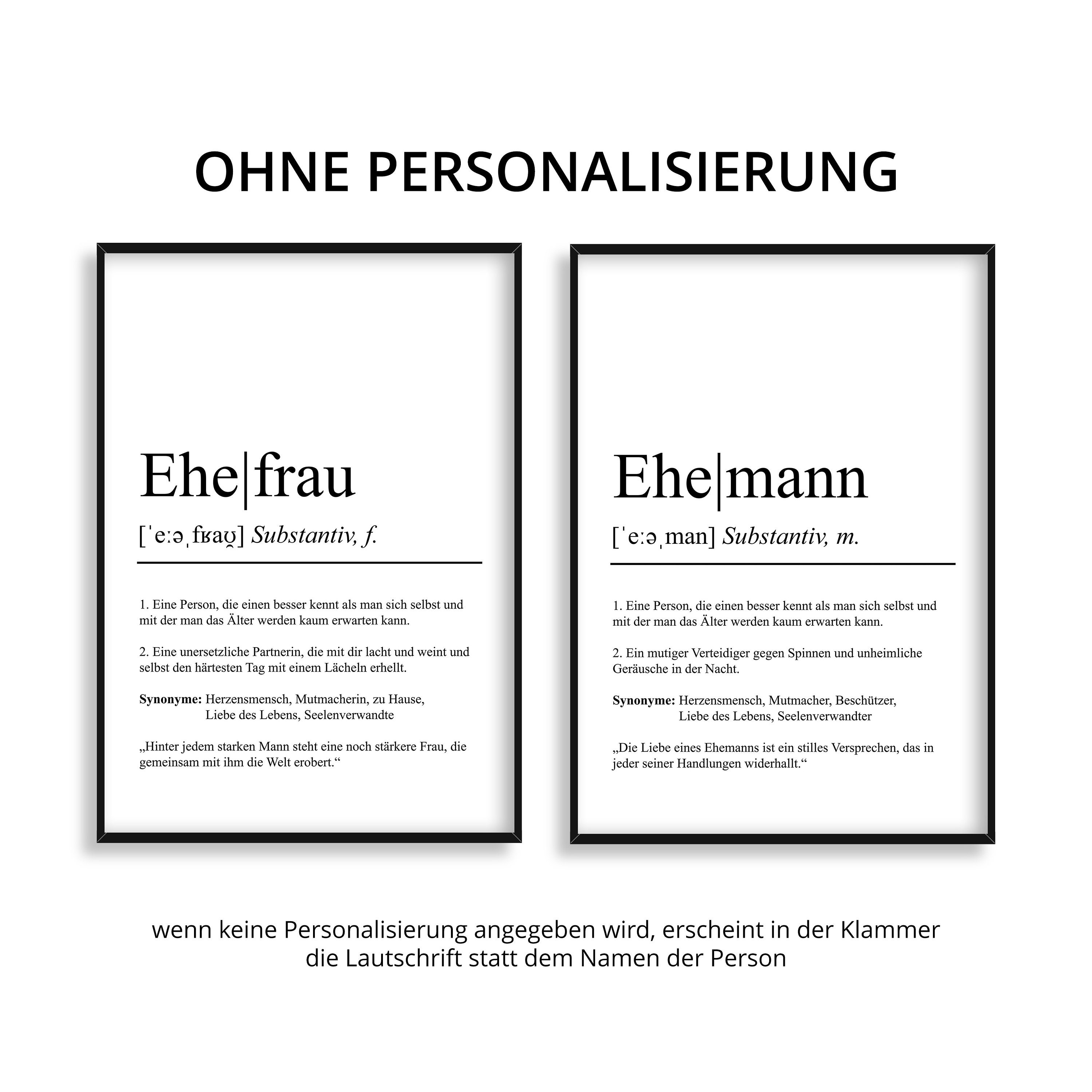 Ehefrau Definition Poster personalisierbar mit Namen Poster Geschenk ...