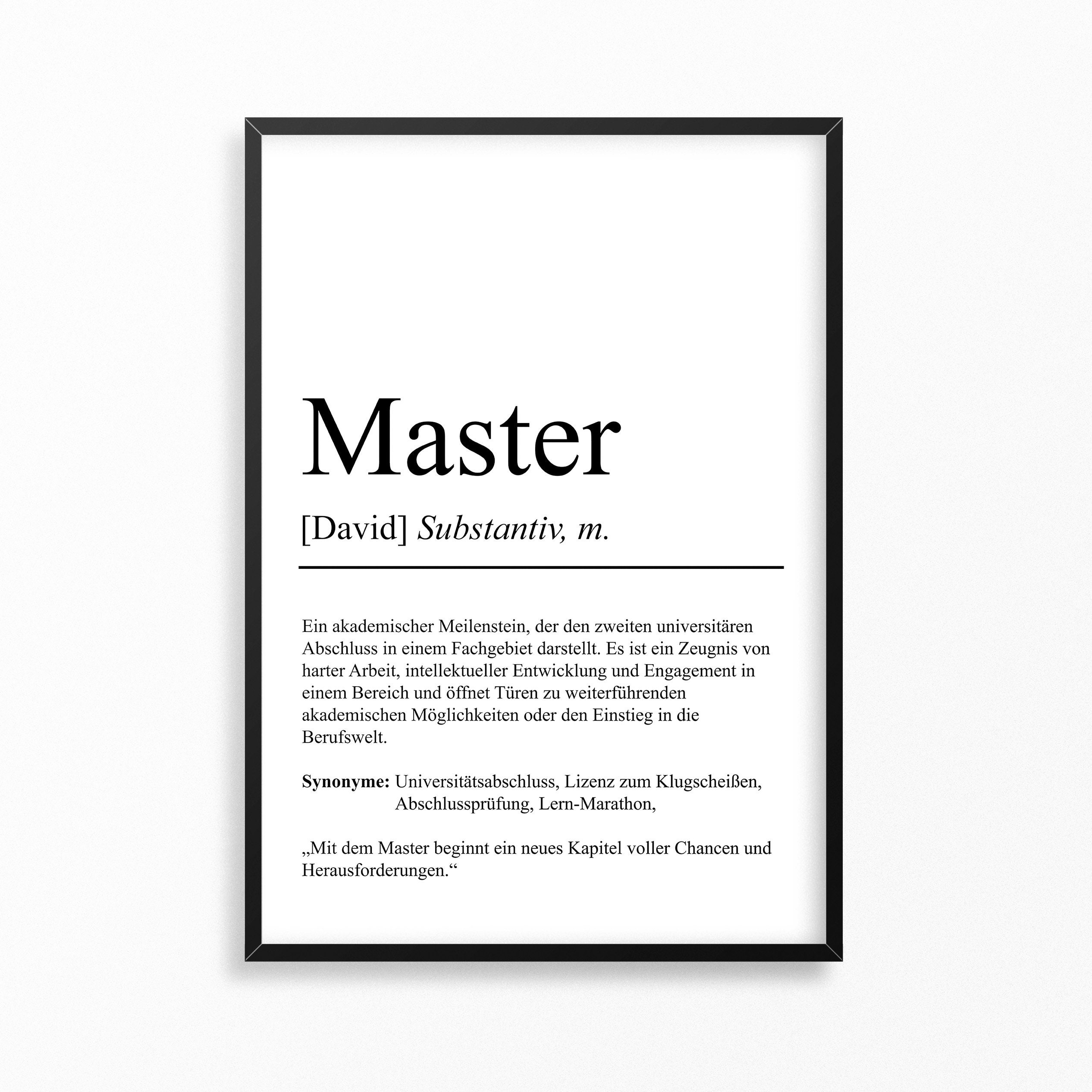 Master Definition Poster personalisierbar mit Namen Abschluss Poster ...