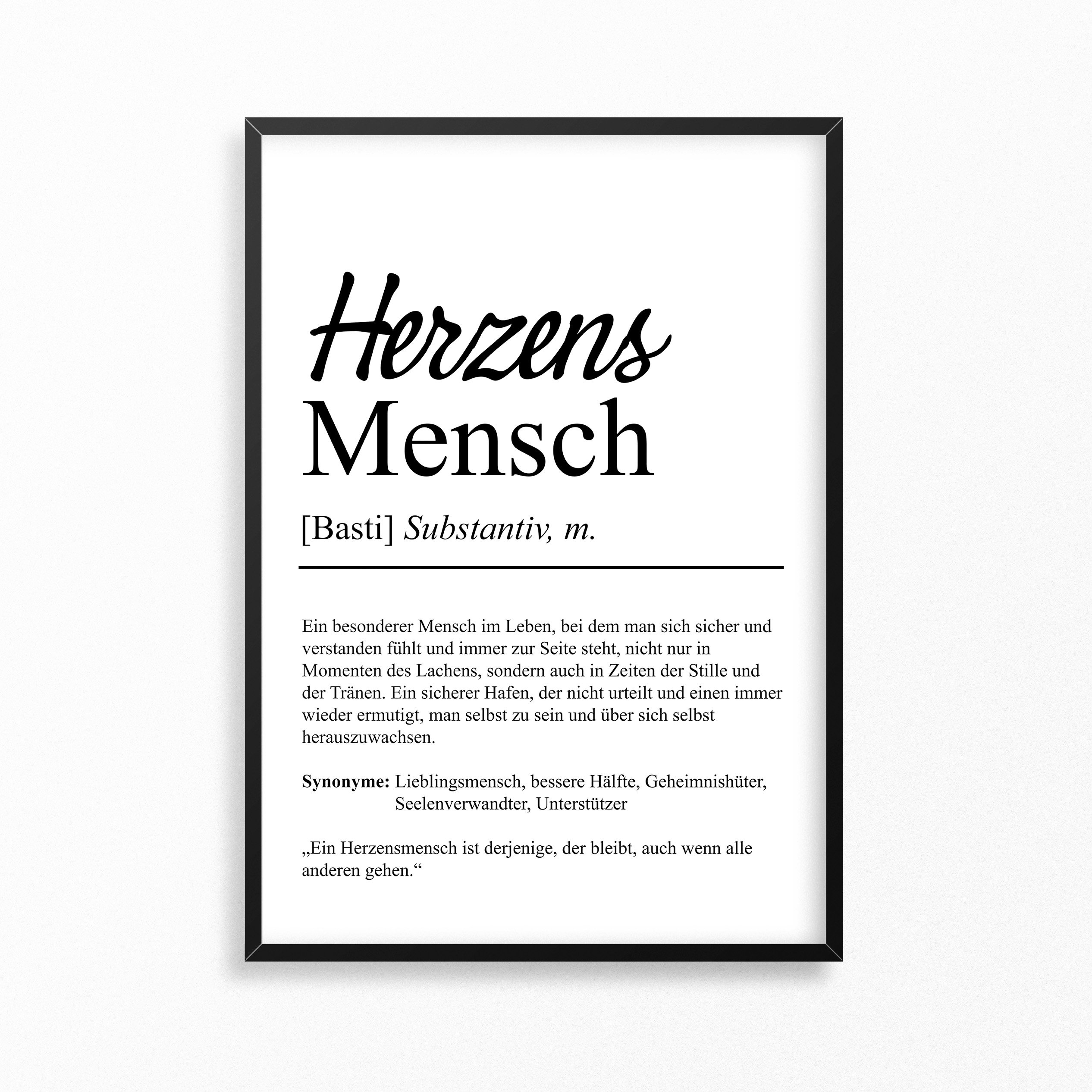 Herzensmensch Definition Poster personalisierbar mit Namen ...