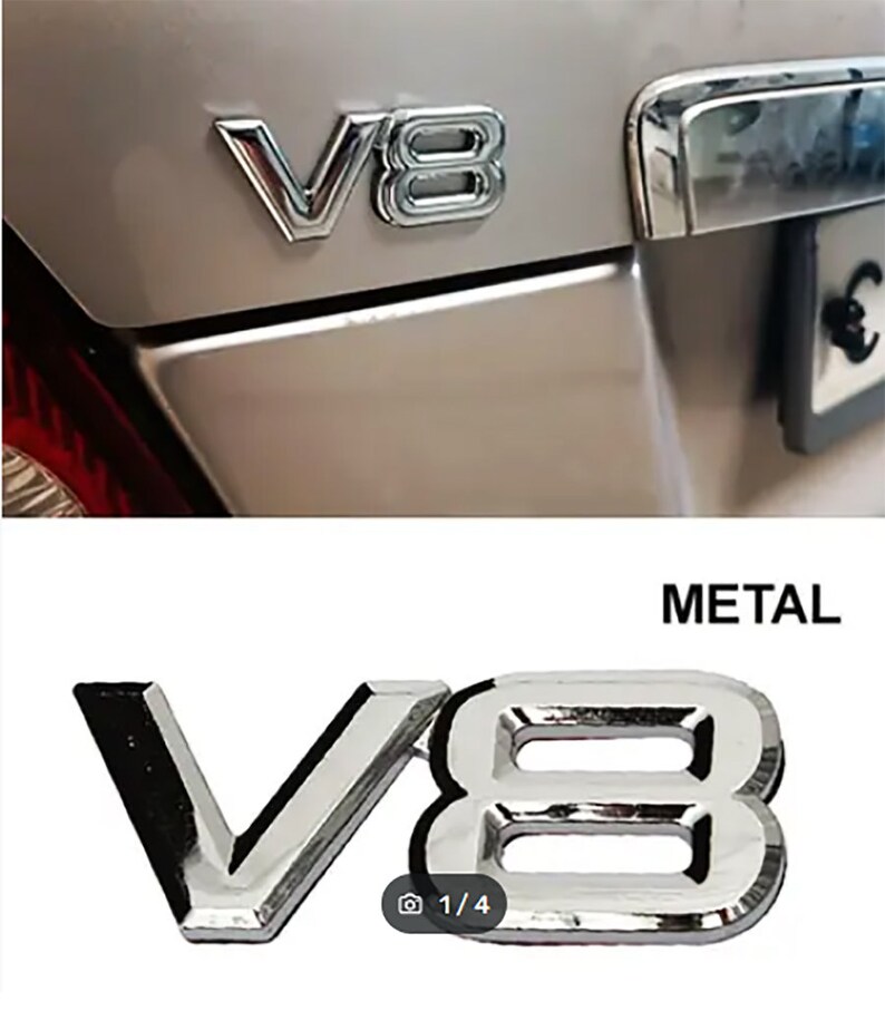3D Metal V8 Emblem Sticker for Car Rear - Etsy