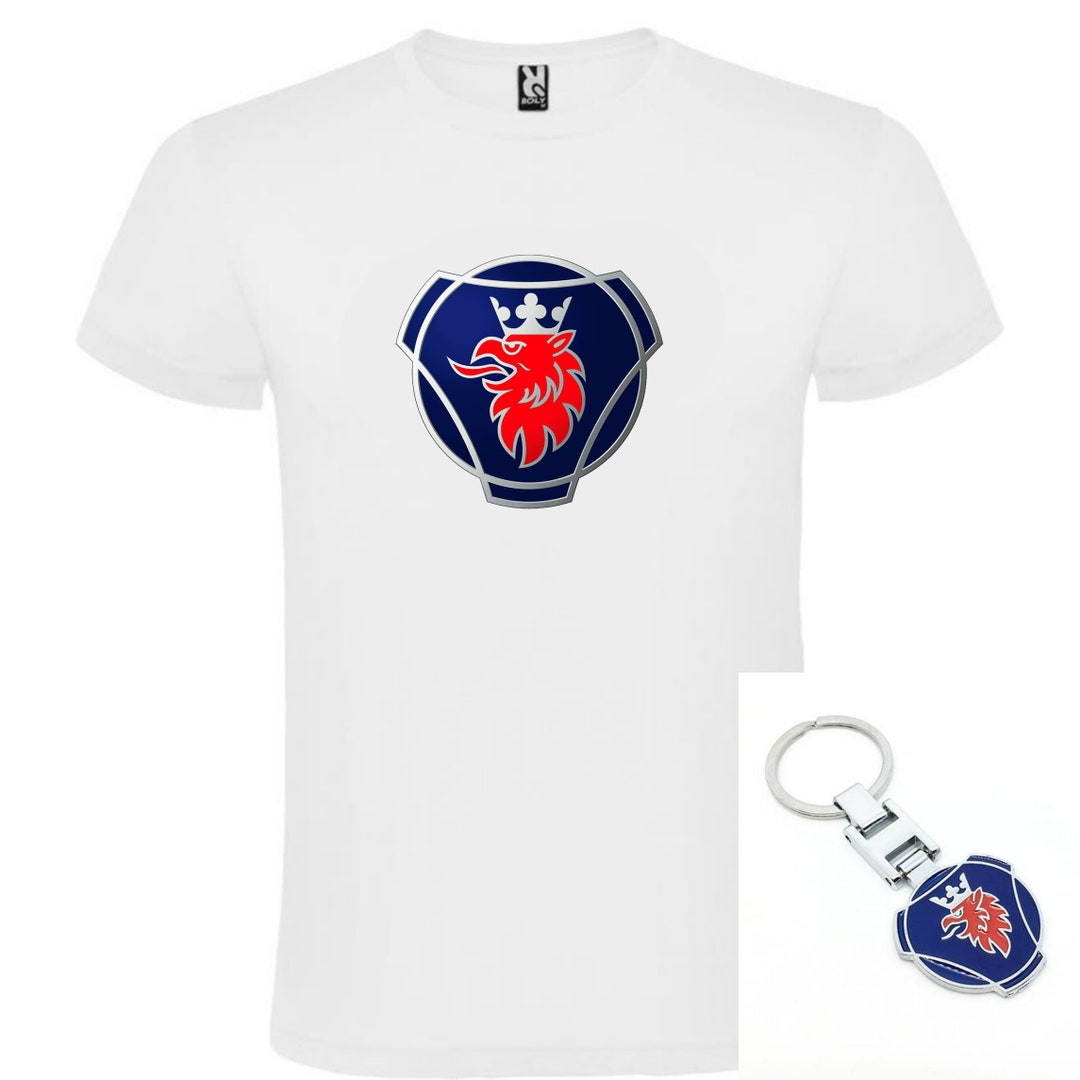 White SAAB T-shirt and Two-sided SAAB Logo Keychain - Etsy