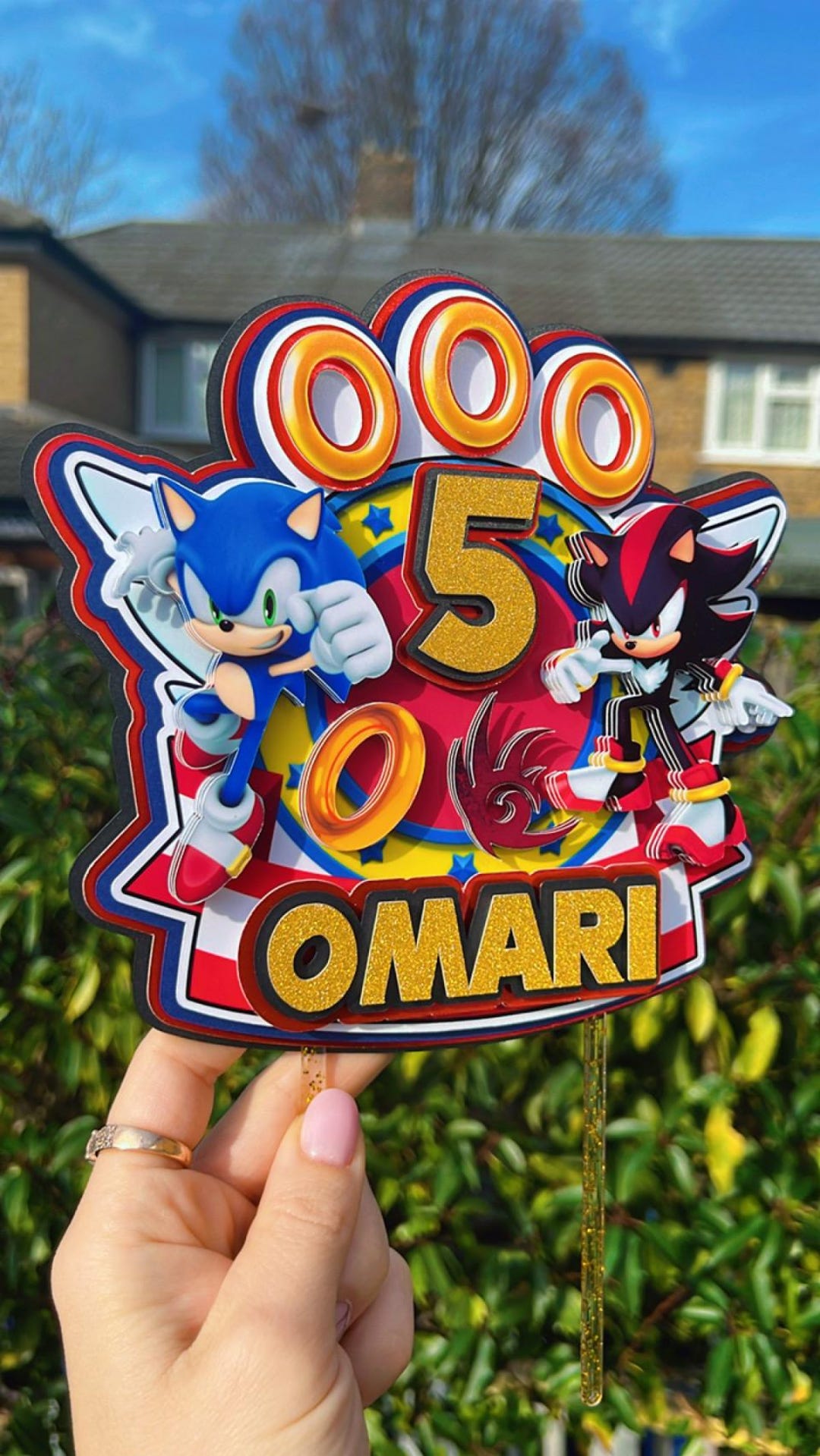 Shadow and Sonic the Hedgehog Themed 3D Birthday Cake Topper Decoration ...