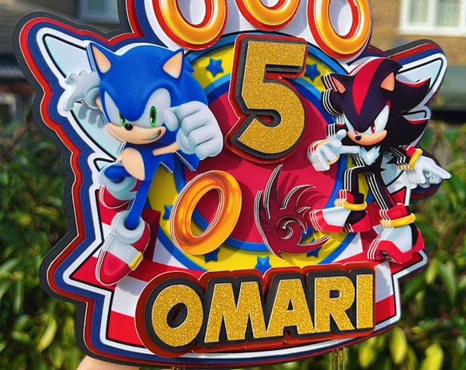 Shadow and Sonic the Hedgehog Themed 3D Birthday Cake Topper Decoration ...