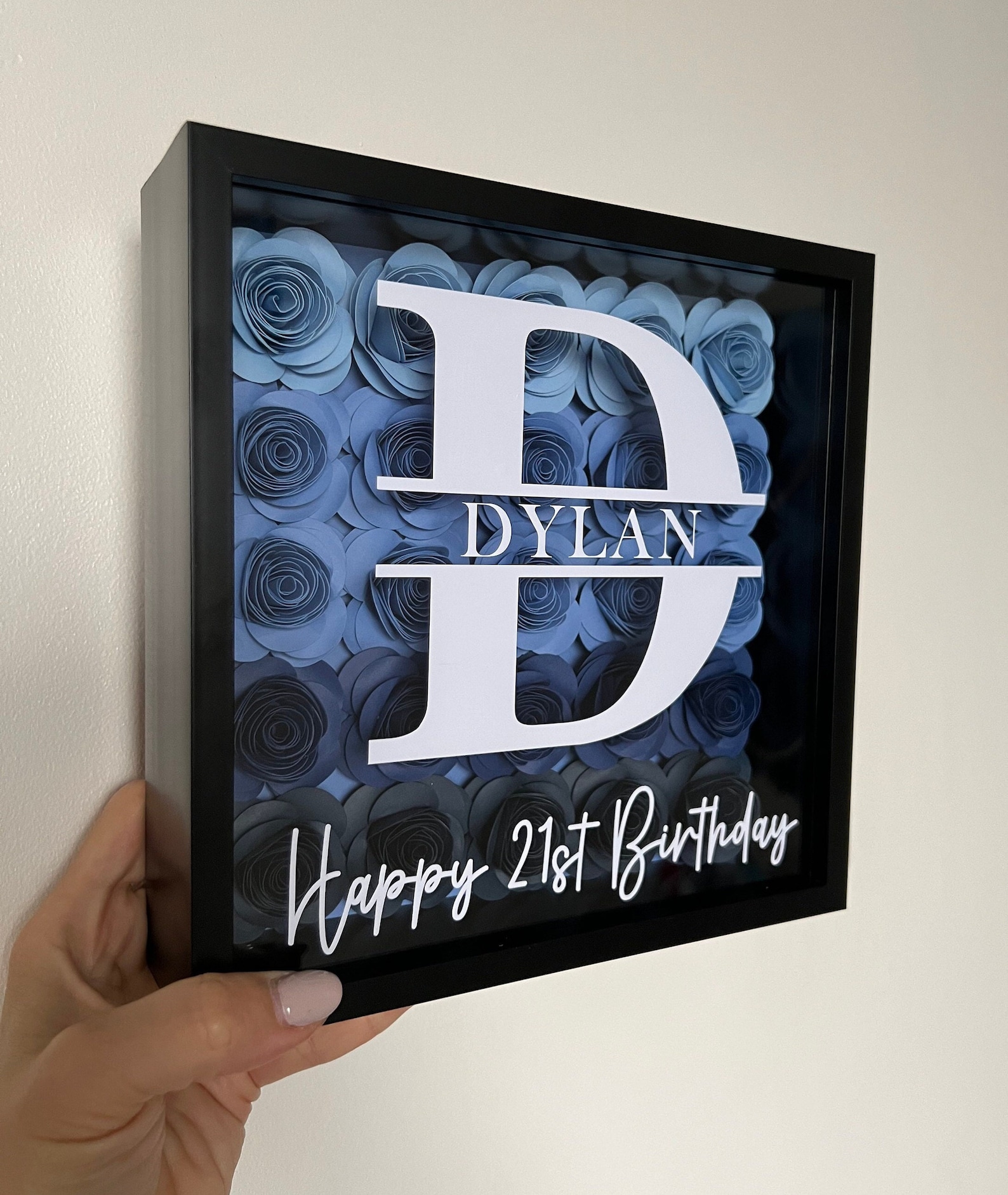 3D Paper Flowers Shadow Box Name Gift Flower Box Handmade - Etsy