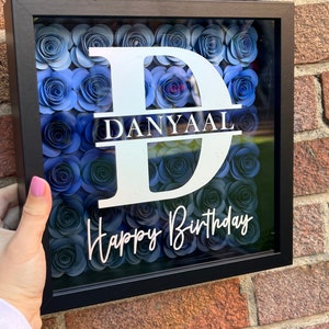 3D Paper Flowers Shadow Box Name Gift Flower Box Handmade - Etsy