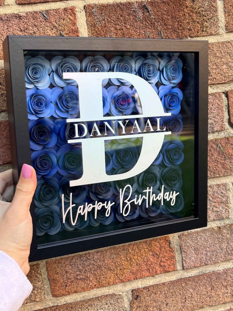 3D Paper Flowers Shadow Box Name Gift Flower Box Handmade - Etsy