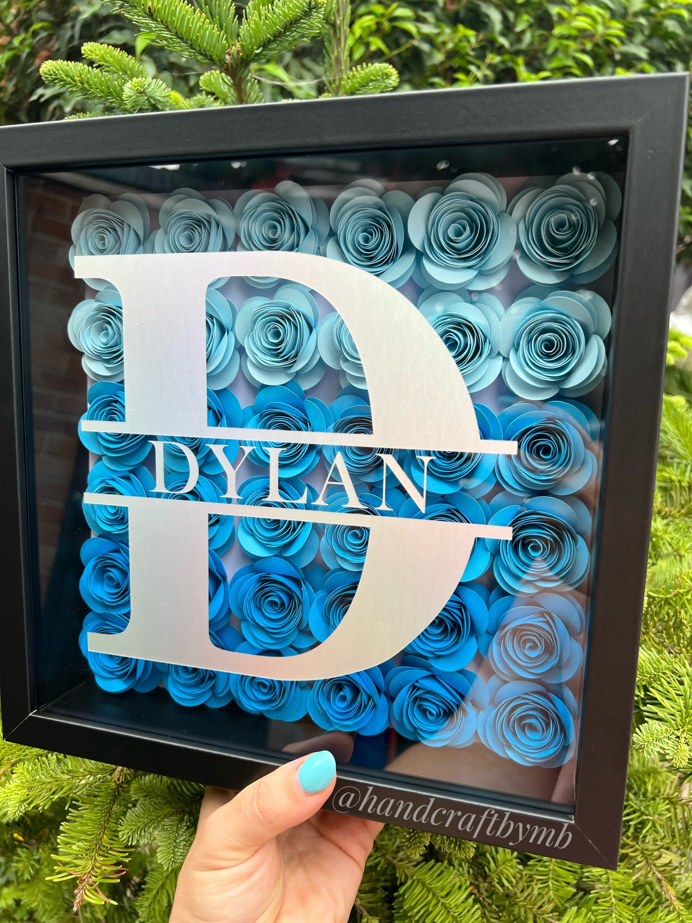 3D Paper Flowers Shadow Box Name Gift Flower Box Handmade - Etsy