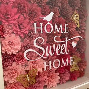 Home Sweet Home Rose Flower Box, Housewarming Gift, Paper Flower Shadow ...