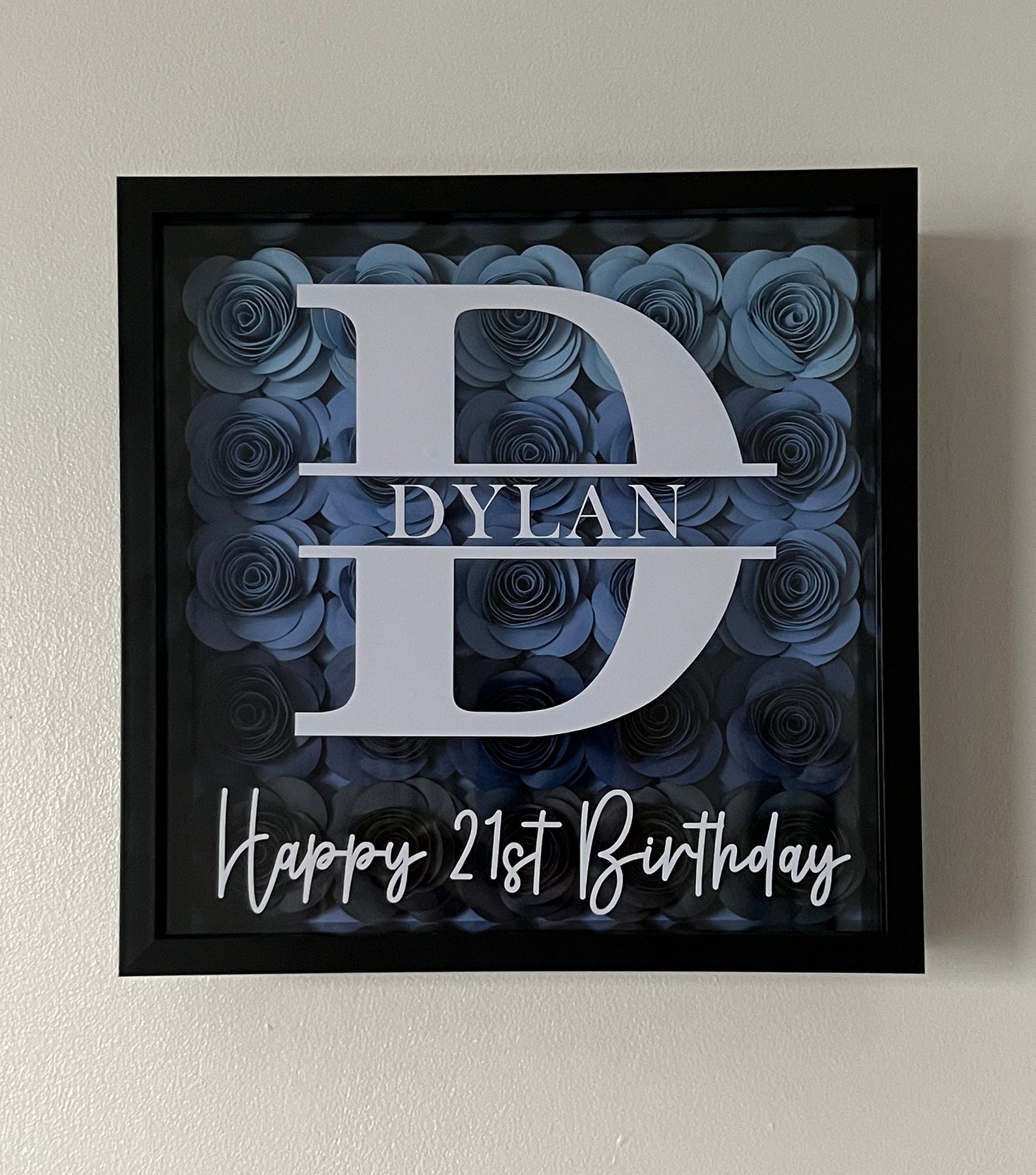 3D Paper Flowers Shadow Box Name Gift Flower Box Handmade - Etsy