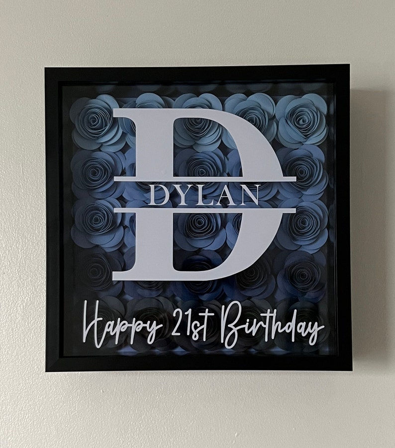 3D Paper Flowers Shadow Box Name Gift Flower Box Handmade - Etsy