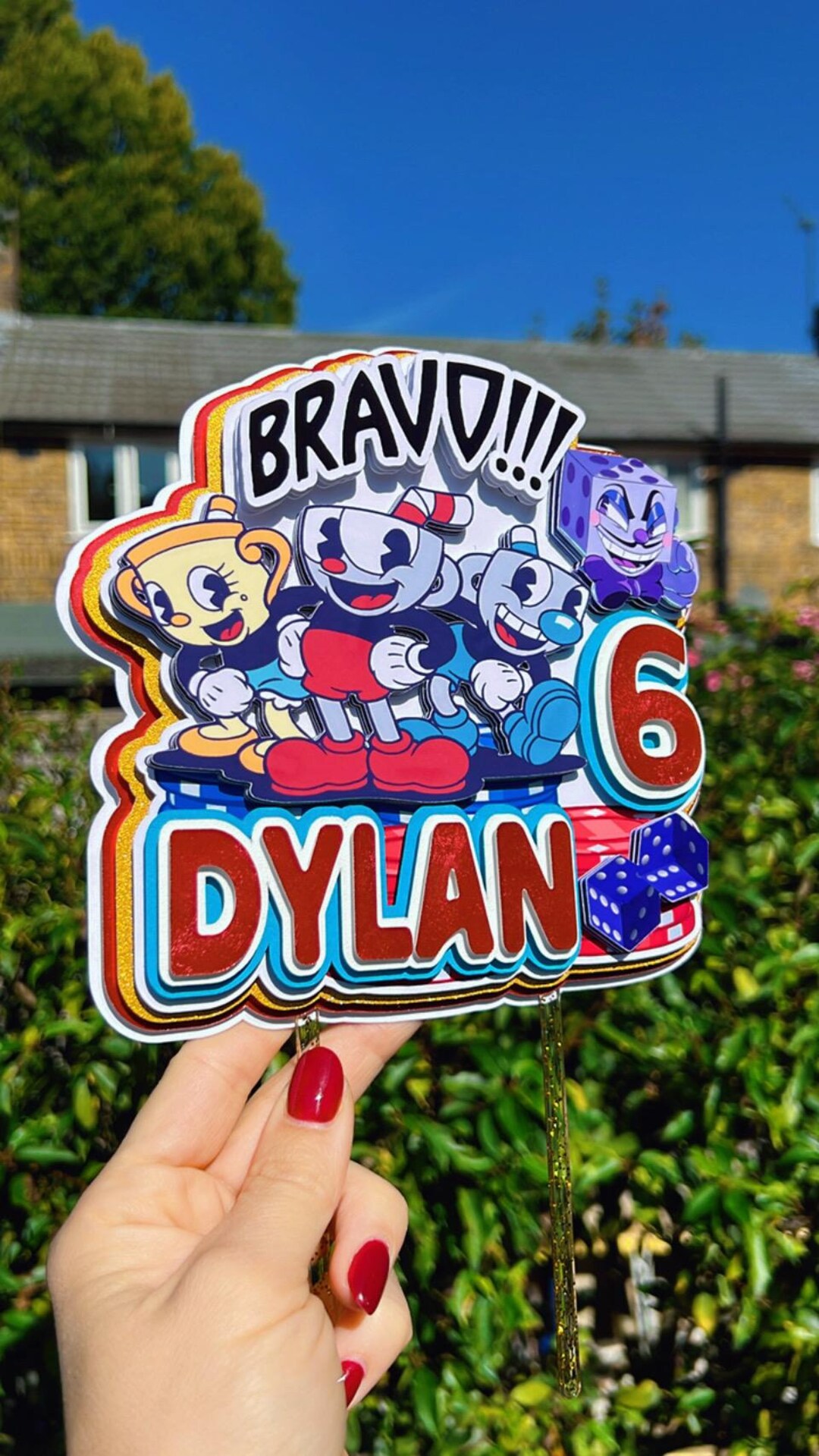 Cuphead-inspired 3D Birthday Cake Topper, Party Decorations, Unique ...