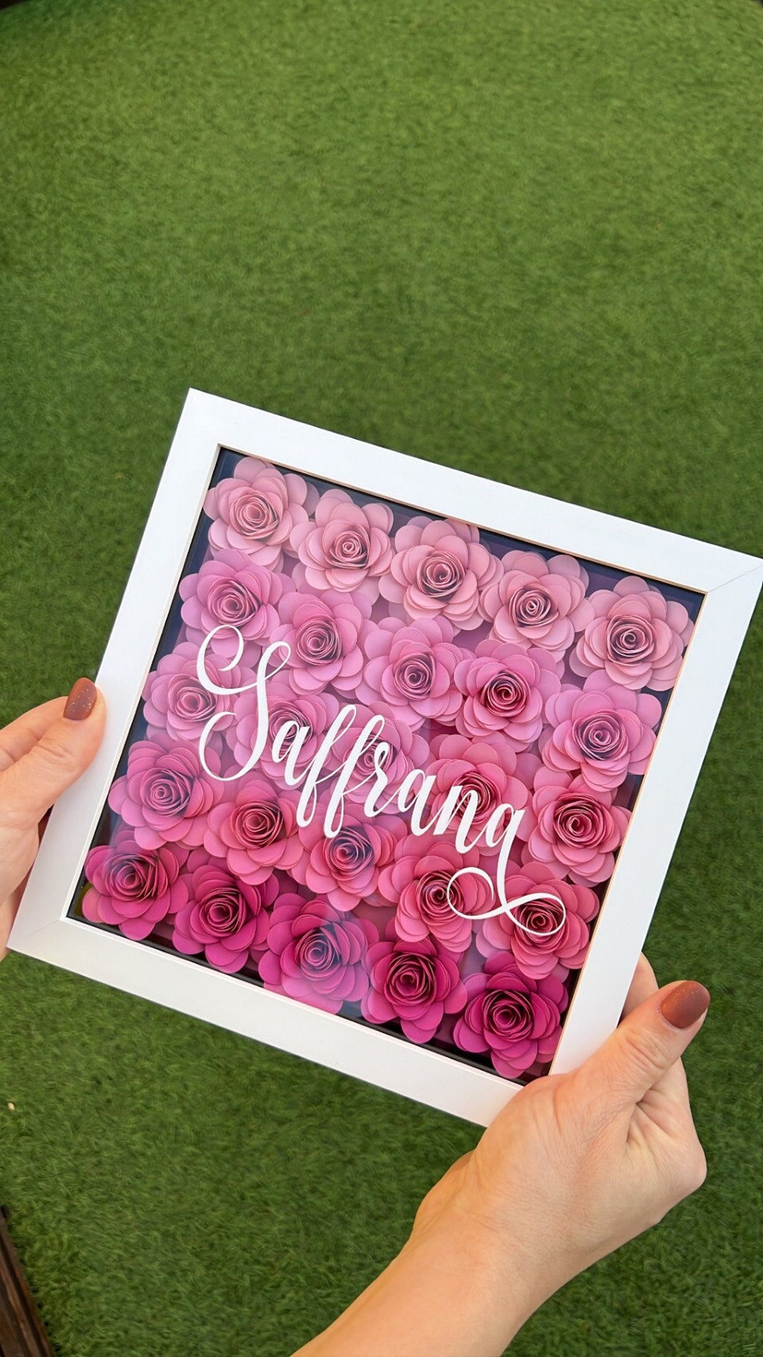 3D Paper Flowers Shadow Box, Name Gift Flower Box, Handmade Paper ...