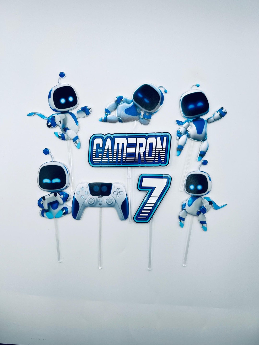 Astro Cake Topper Set, Double Sided, Gamer Birthday Party Decorations ...