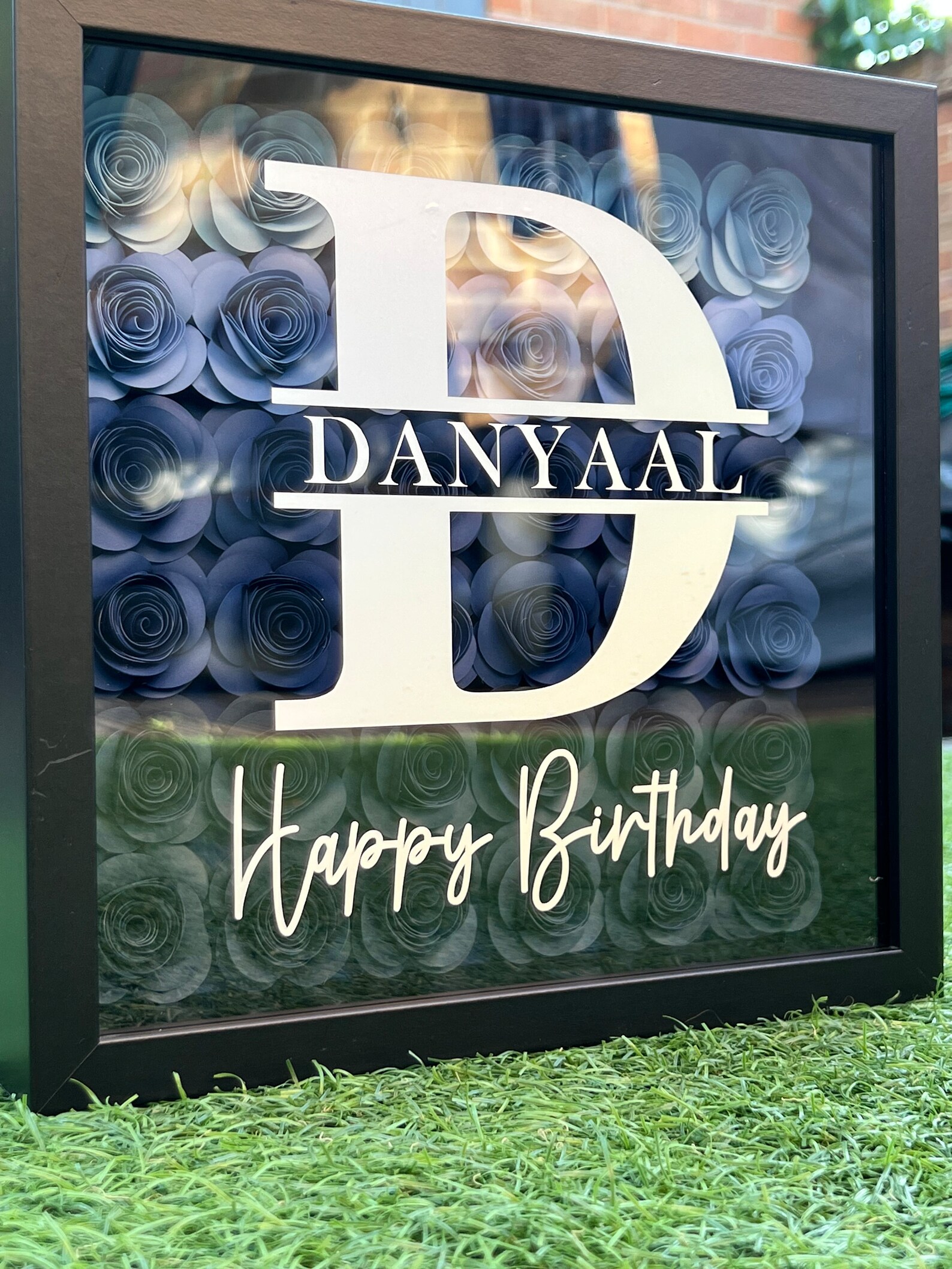 3D Paper Flowers Shadow Box Name Gift Flower Box Handmade - Etsy