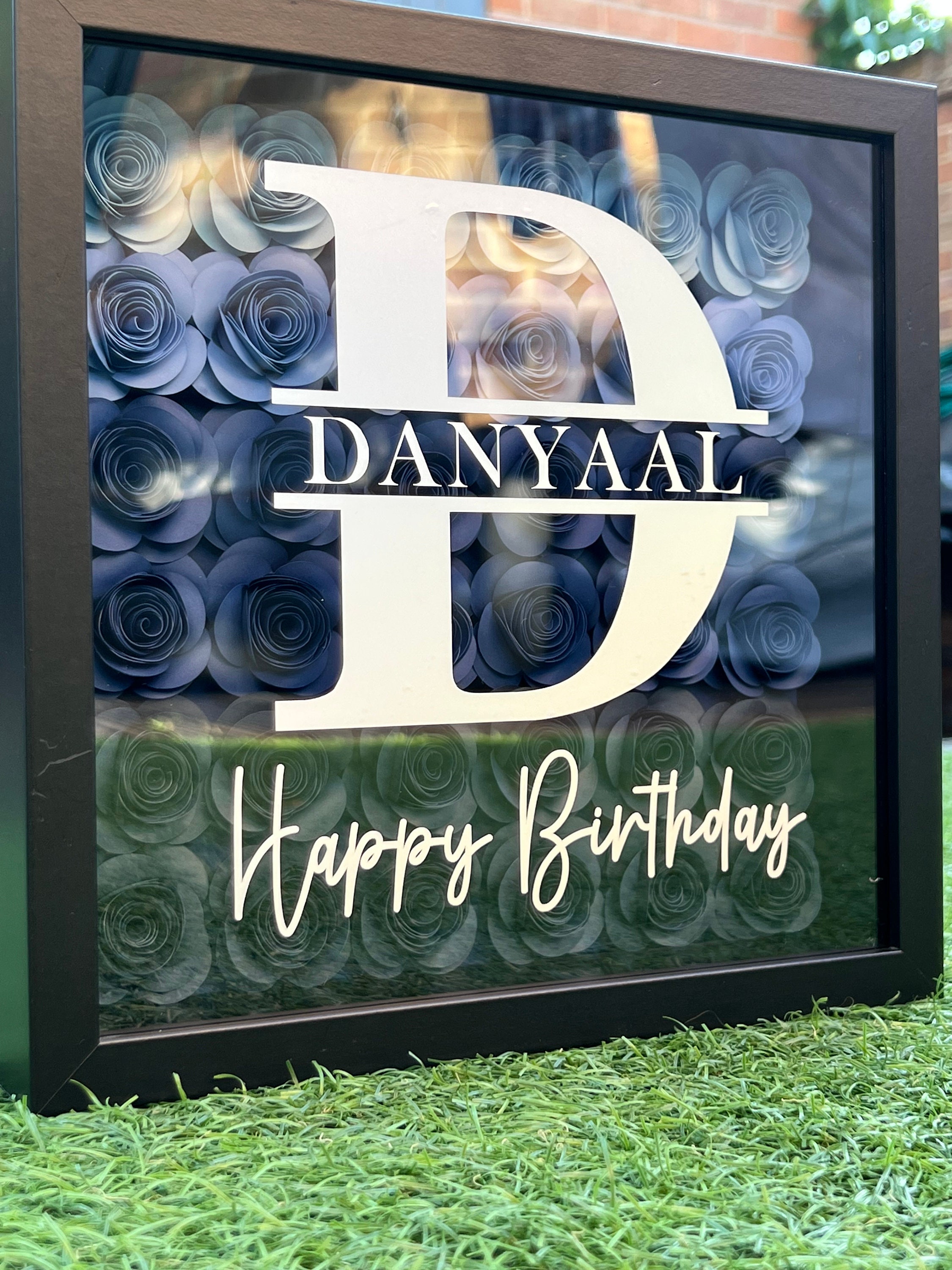 3D Paper Flowers Shadow Box Name Gift Flower Box Handmade - Etsy