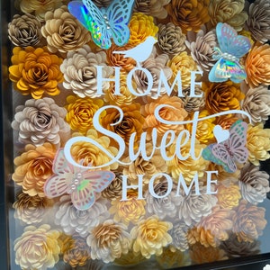 Home Sweet Home Rose Flower Box, Housewarming Gift, Paper Flower Shadow ...
