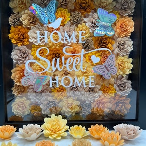 Home Sweet Home Rose Flower Box, Housewarming Gift, Paper Flower Shadow ...