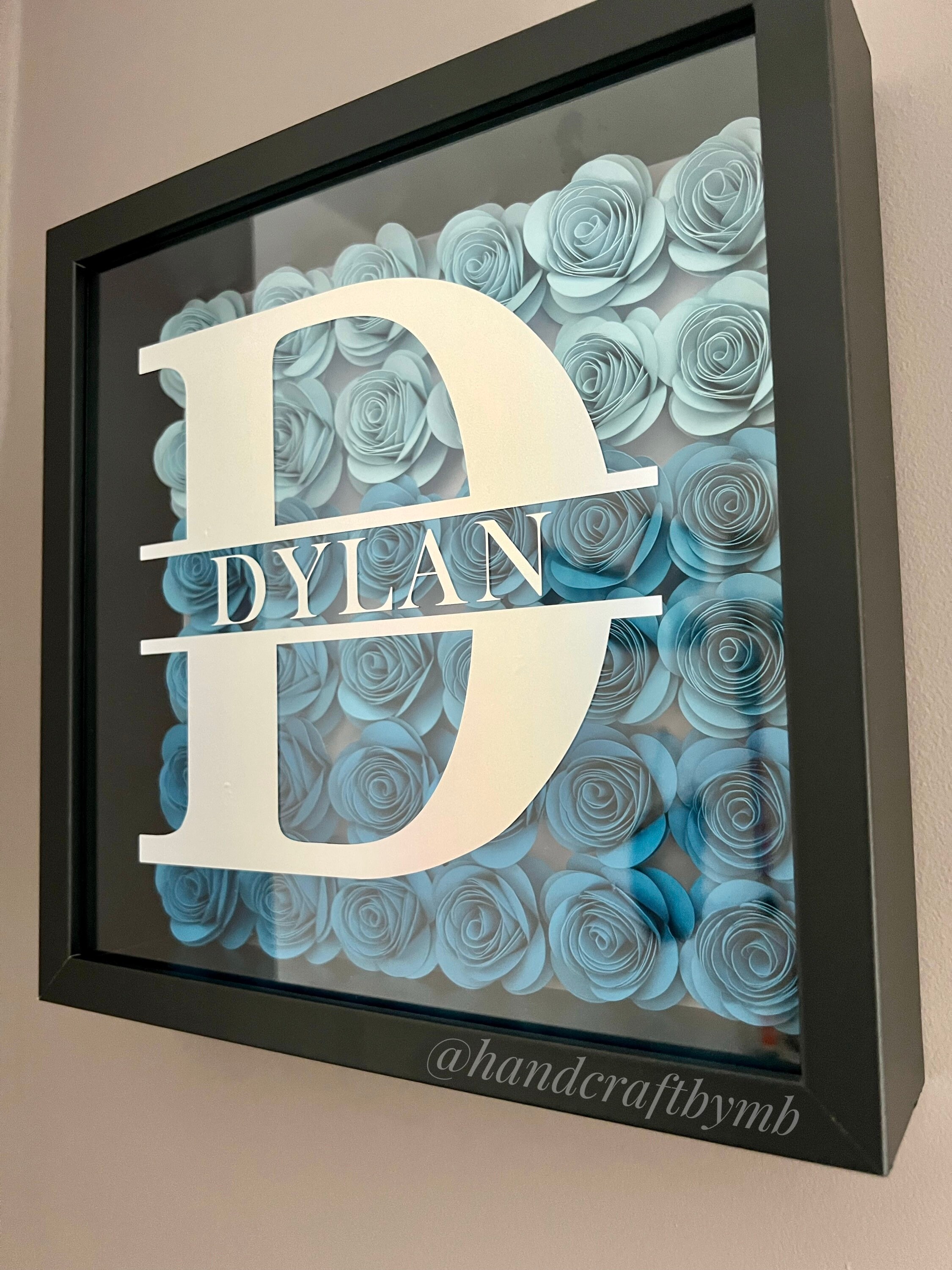 3D Paper Flowers Shadow Box Name Gift Flower Box Handmade - Etsy